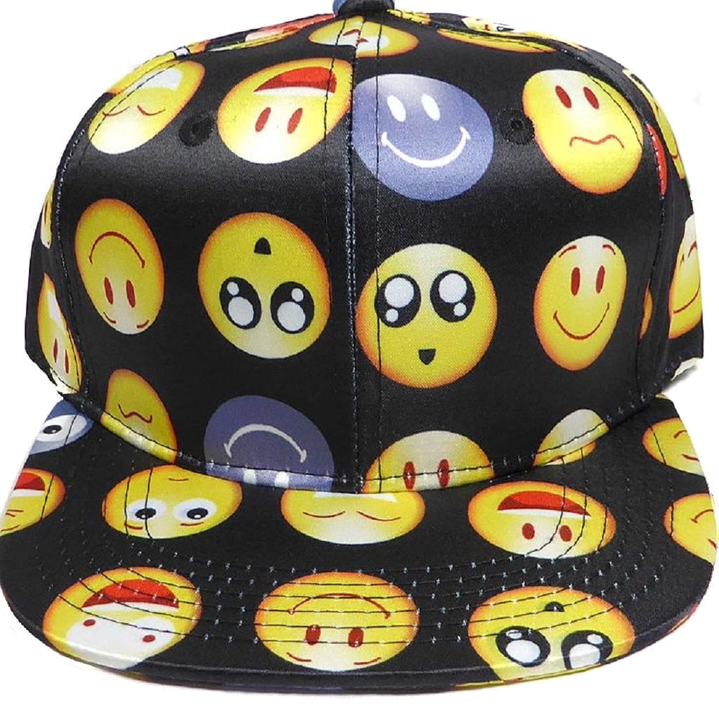 Kids Fashion All Over Emojicon Snapback Baseball Cap-Black - Walmart.com