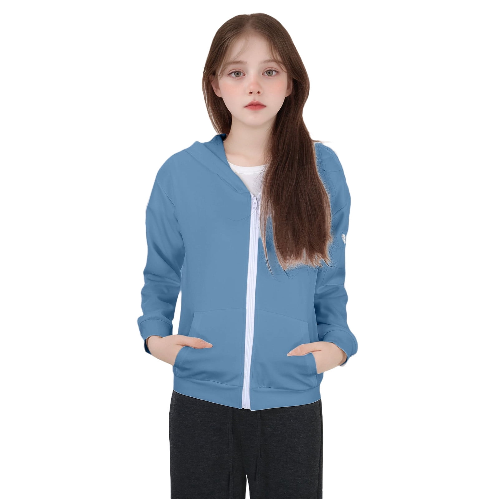 Kids Fashion Coat - Stylish Girls Hooded Zipper Front Open Jacket with ...