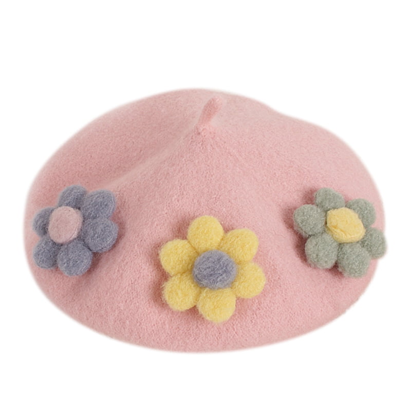 Kids Fashion Style Beret Hat French Classic Color Applique PatternCap ...