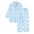 Kids Silk Pajama Set Cartoon Heart Print Long Sleeve Pants Set Sky Blue ...