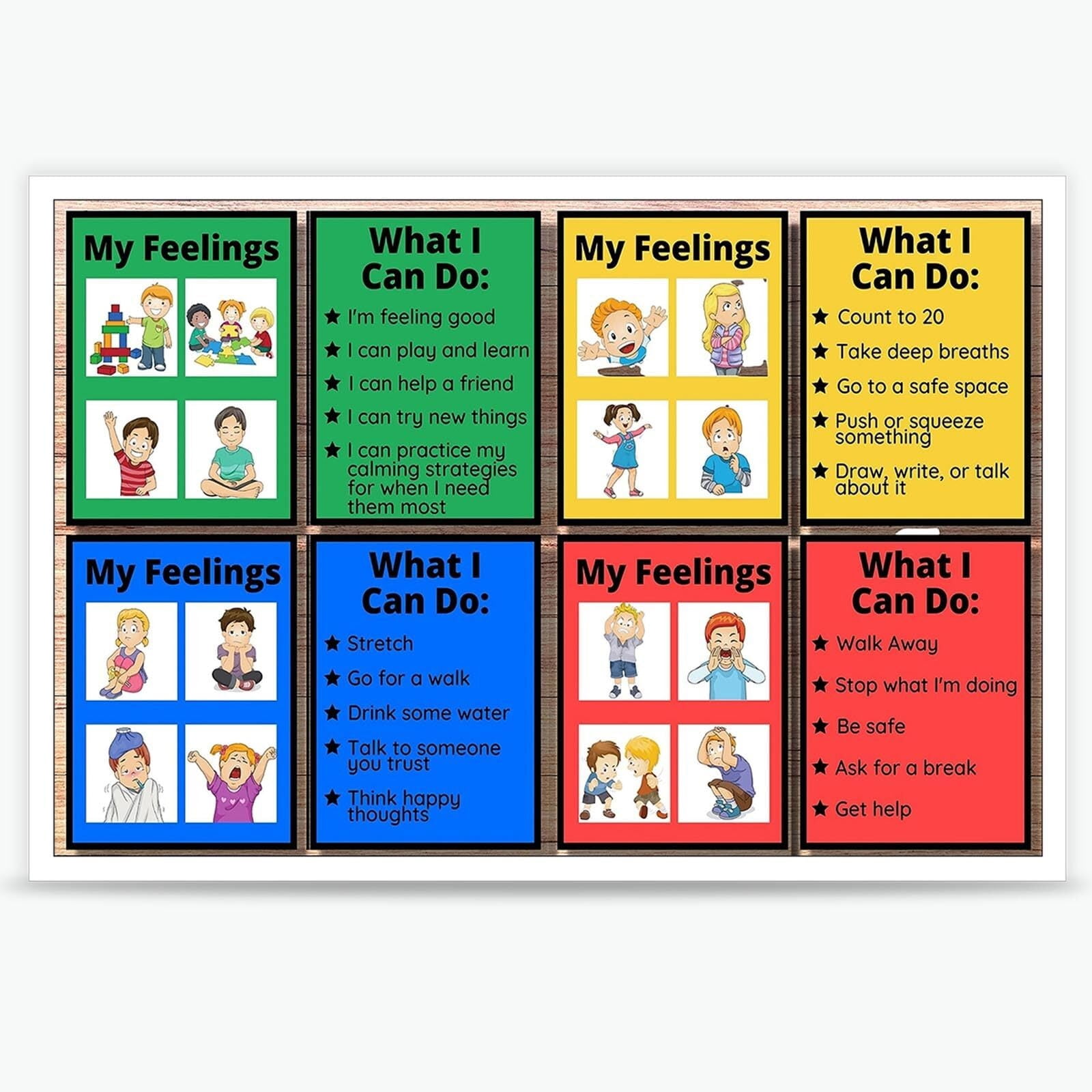 Kids Feelings Chart And Emotions Poster Mental Health Awareness Canvas ...
