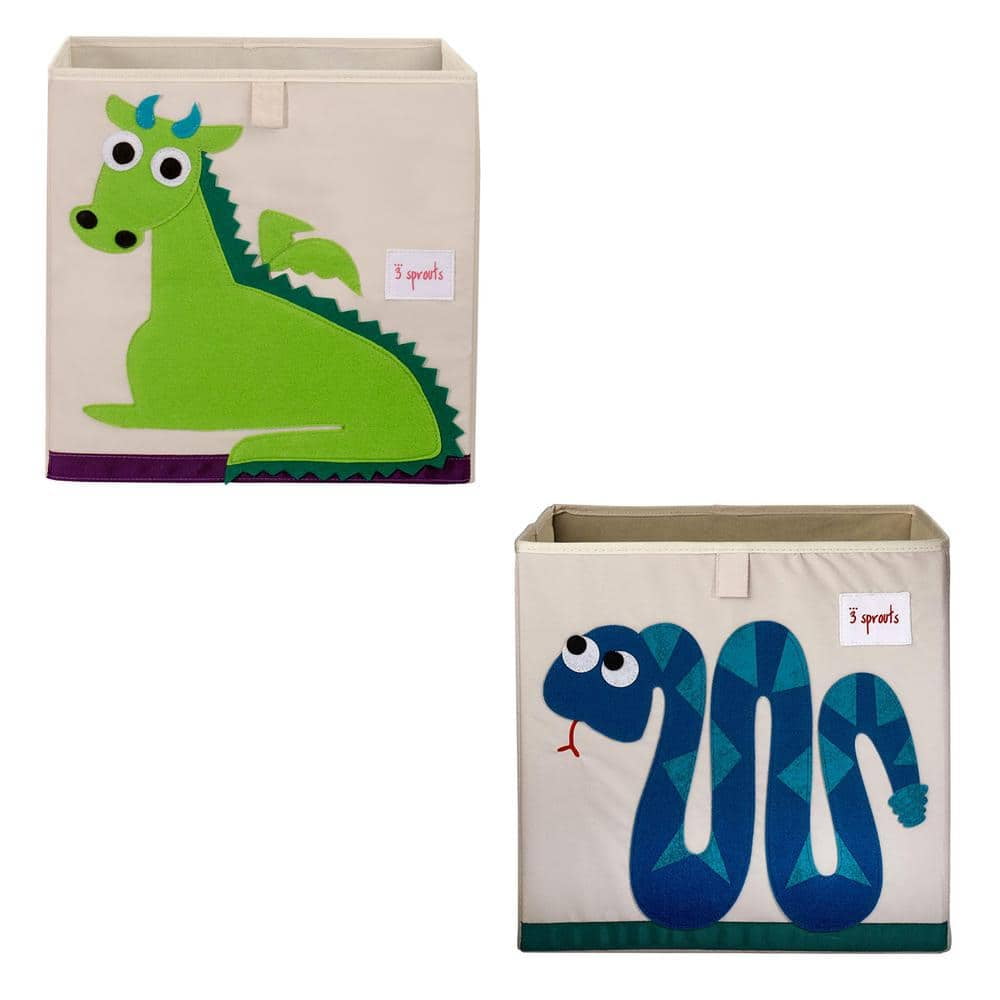 Kids Felt Dragon Storage Cube Bin with Snake Fabric Storage Cube Bin ...