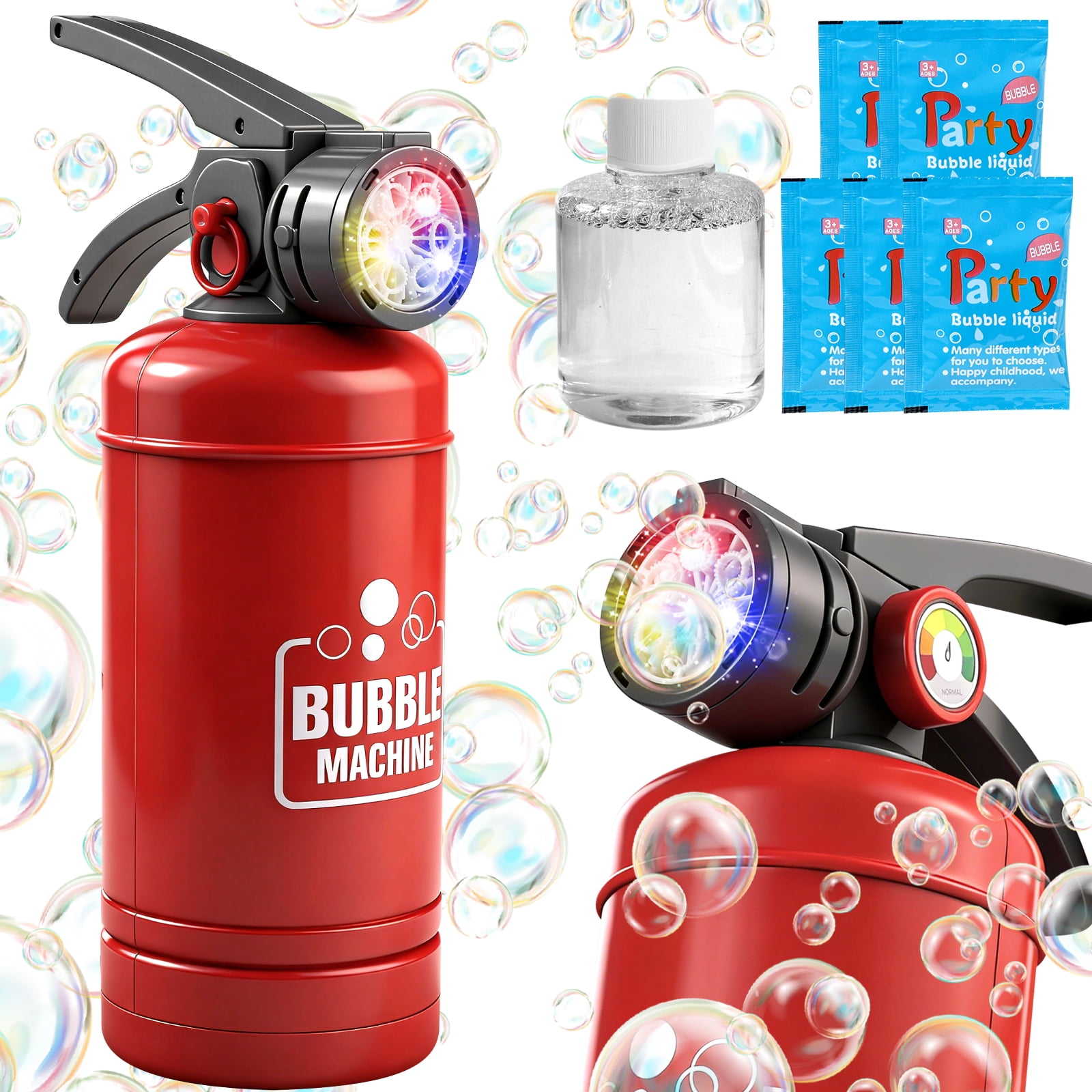 Kids Fire Extinguisher Bubble Blower, Light-Up Automatic Bubble Machine ...