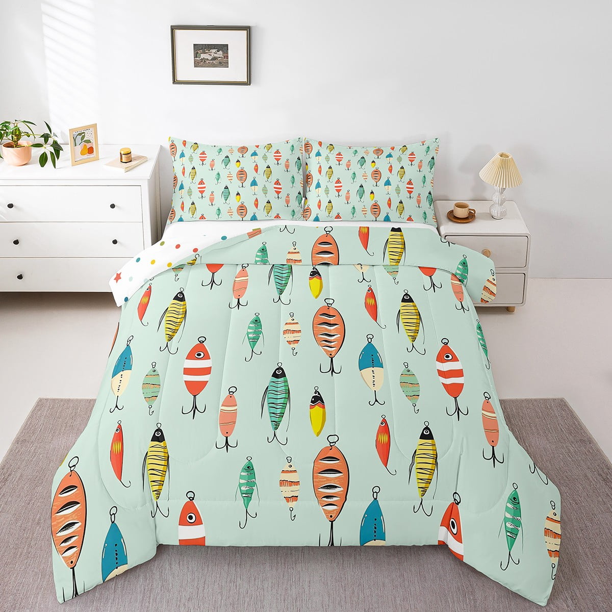 Kids Fish Down Comforter Colorful Fish Comforter Set King Size Fishing ...