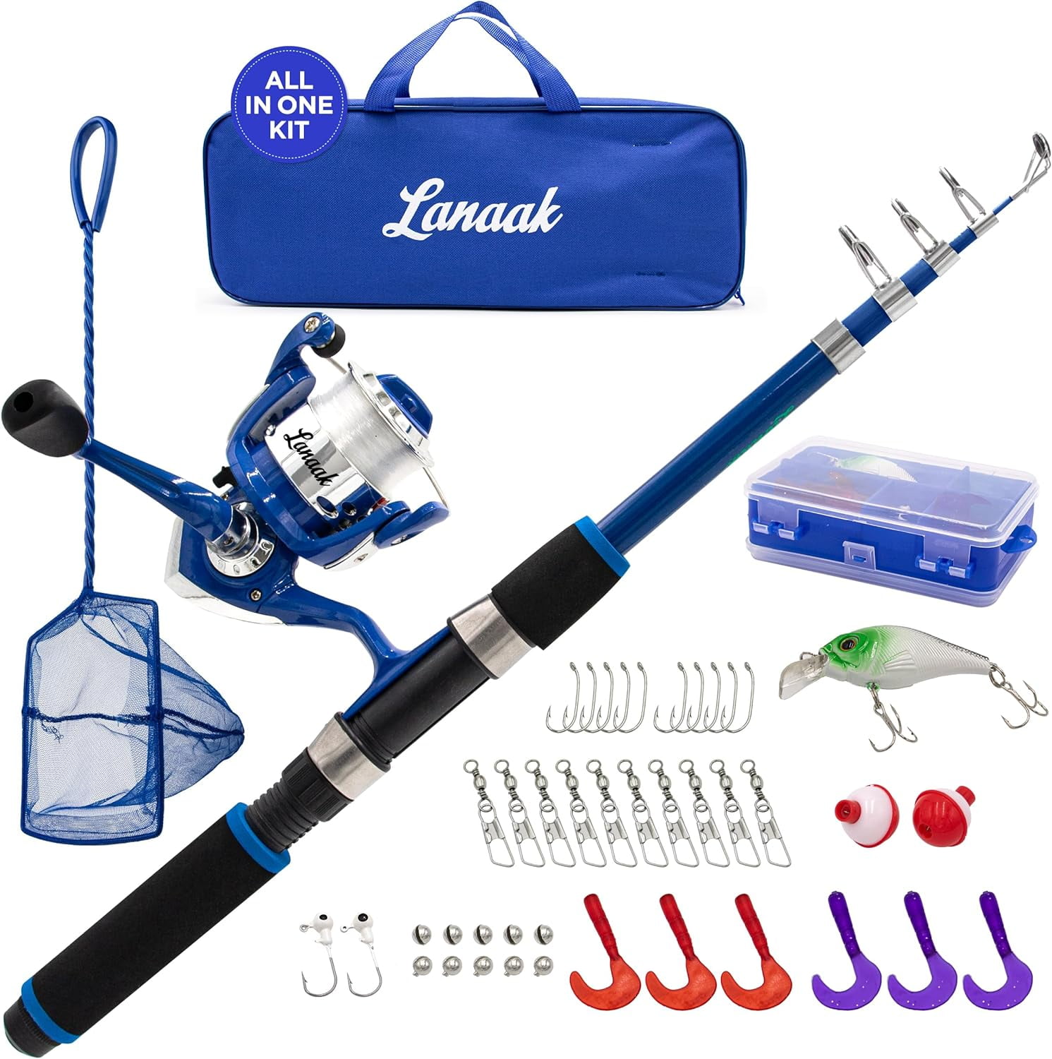 Kids Fishing Pole, Kids Portable Telescopic Fishing Rod Set, Tackle Box ...