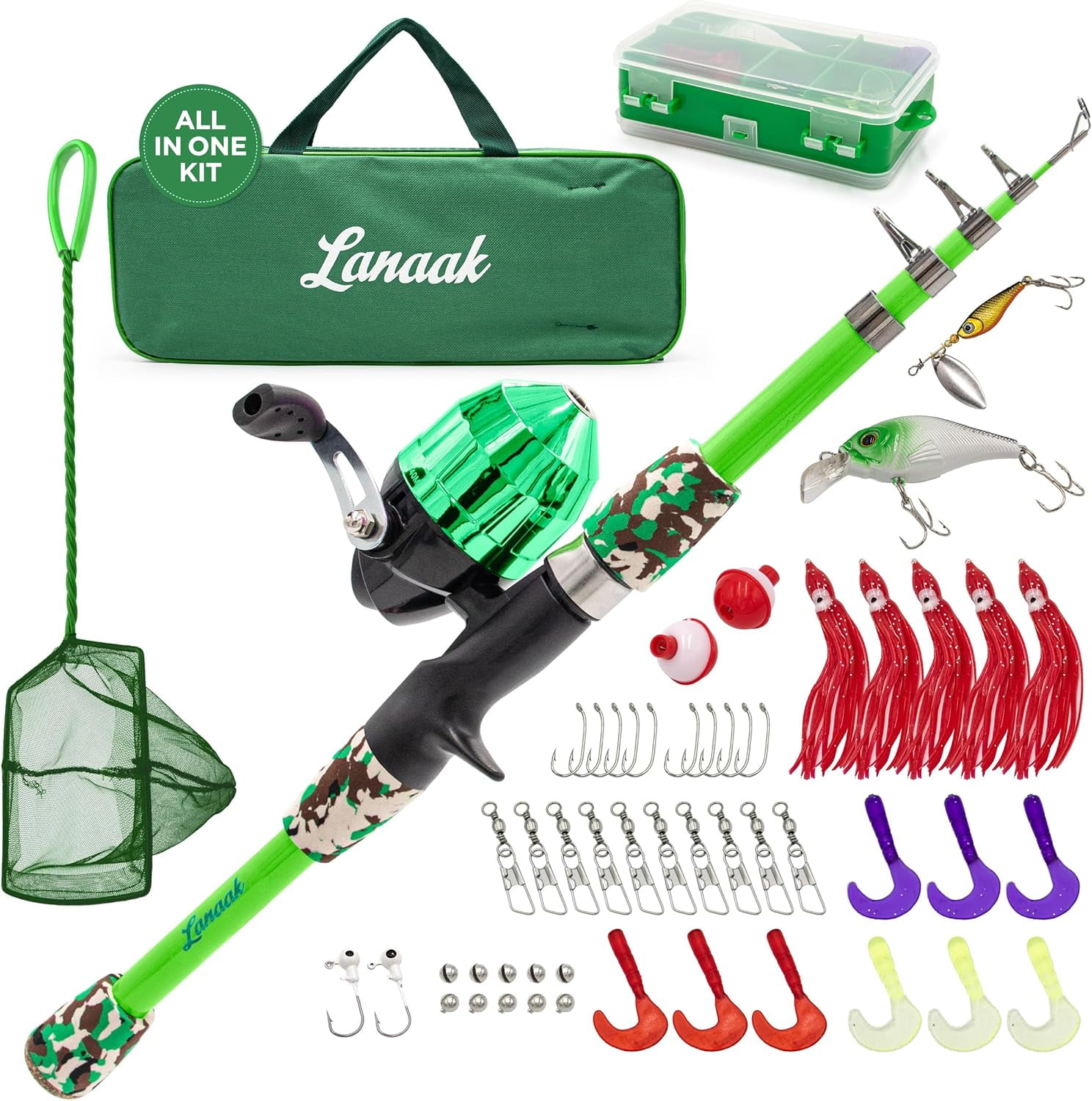 Kids Fishing Pole, Kids Portable Telescopic Fishing Rod Set, Tackle Box ...