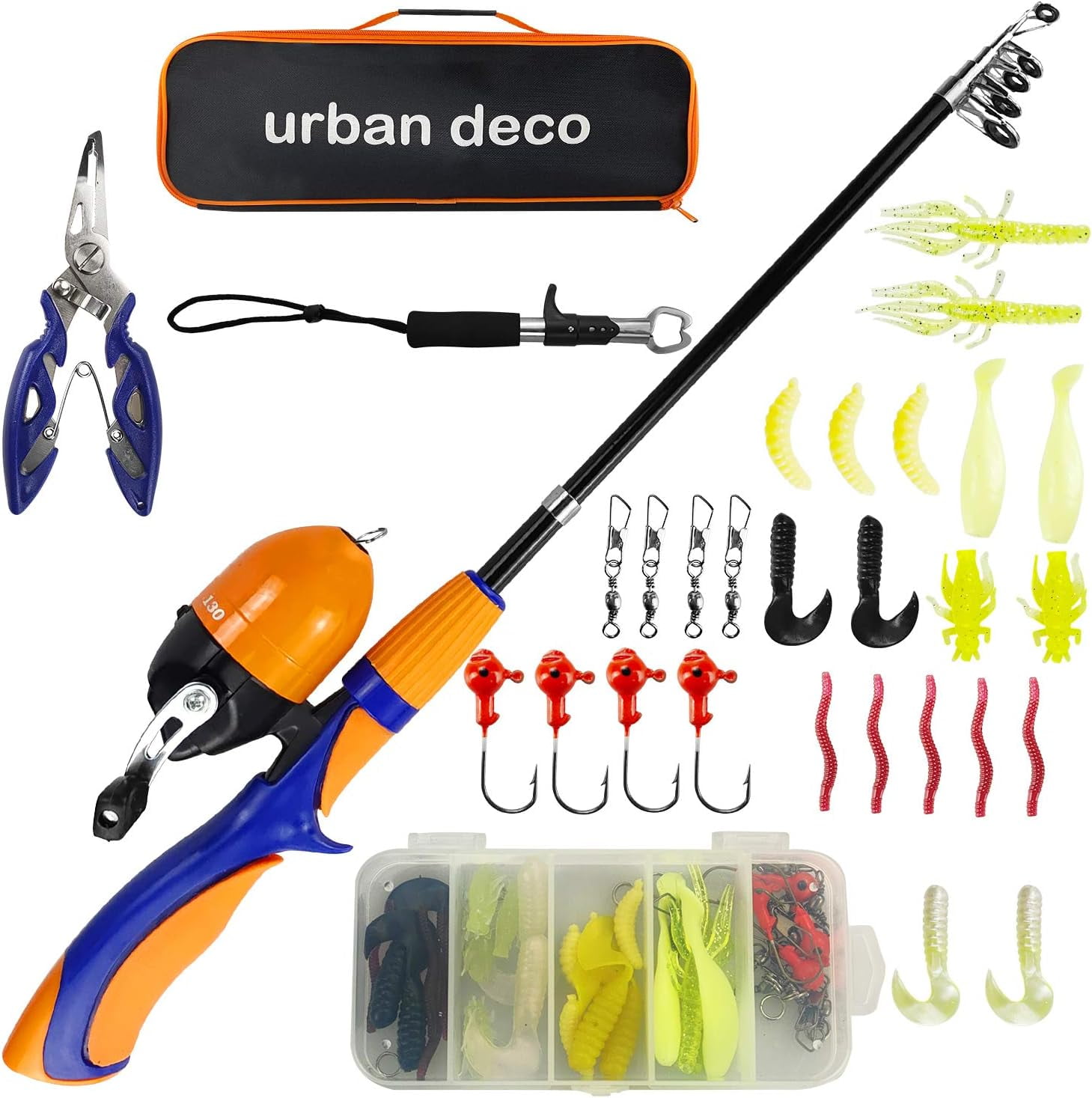 Kids Fishing Pole Set Portable Telescopic Kids Fishing Rod and Reel ...