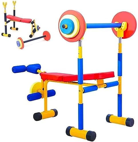 Kids Fitness Exercise Equipment, Weight Bench Set Adjustable Barbell ...