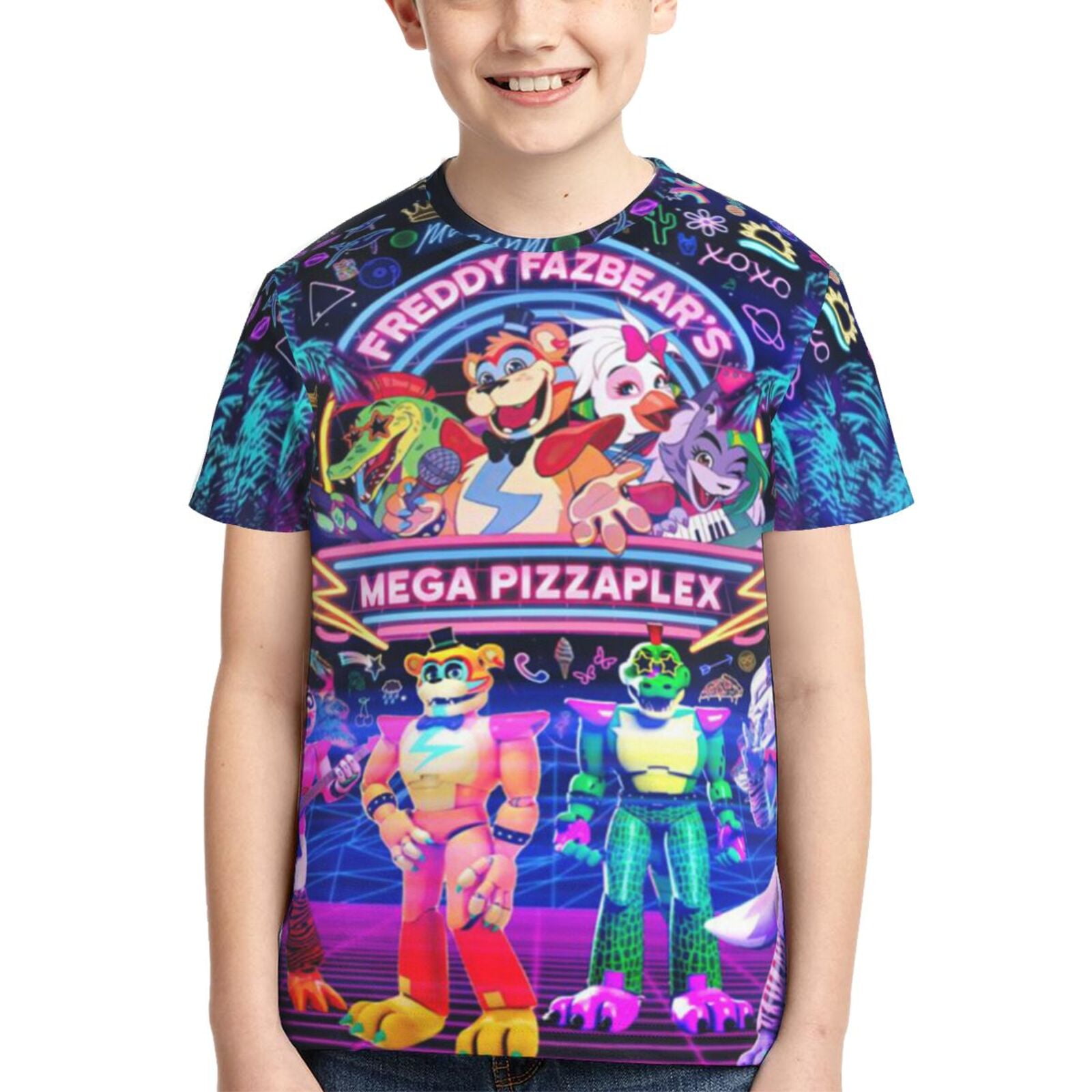 Kids Five Nights At Freddy's Tshirt, Crew Neck FNAF Shirt Cartoon Short ...