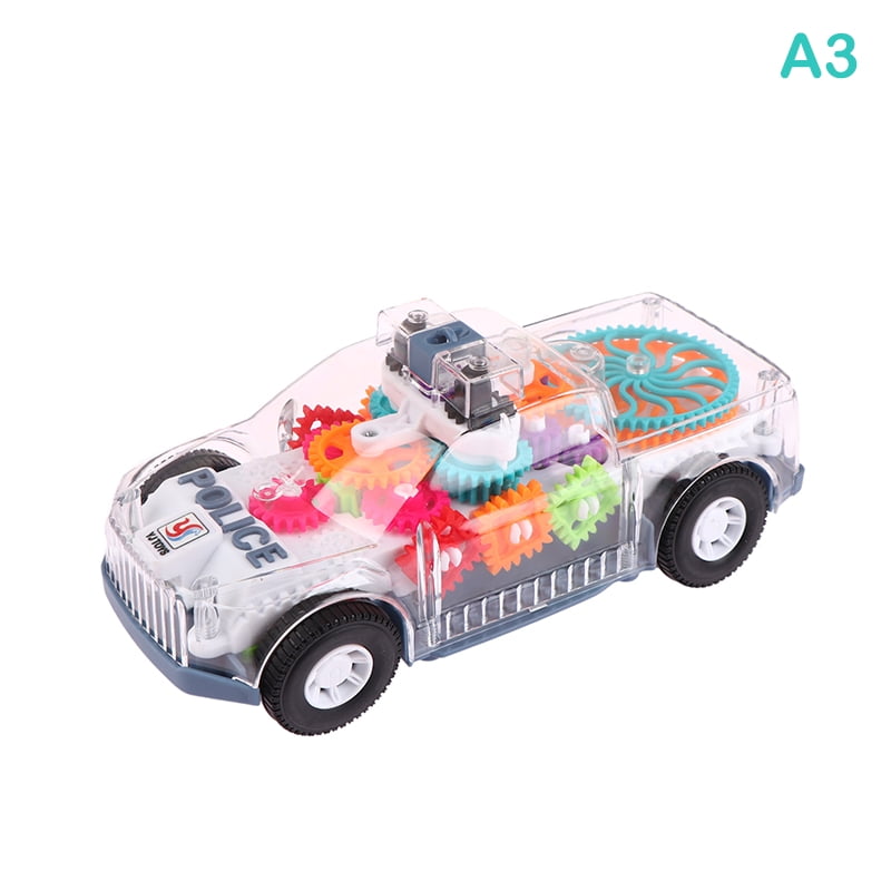 Kids Flashing Racing Car Police Car Toy Transparent Light Up Colorful ...