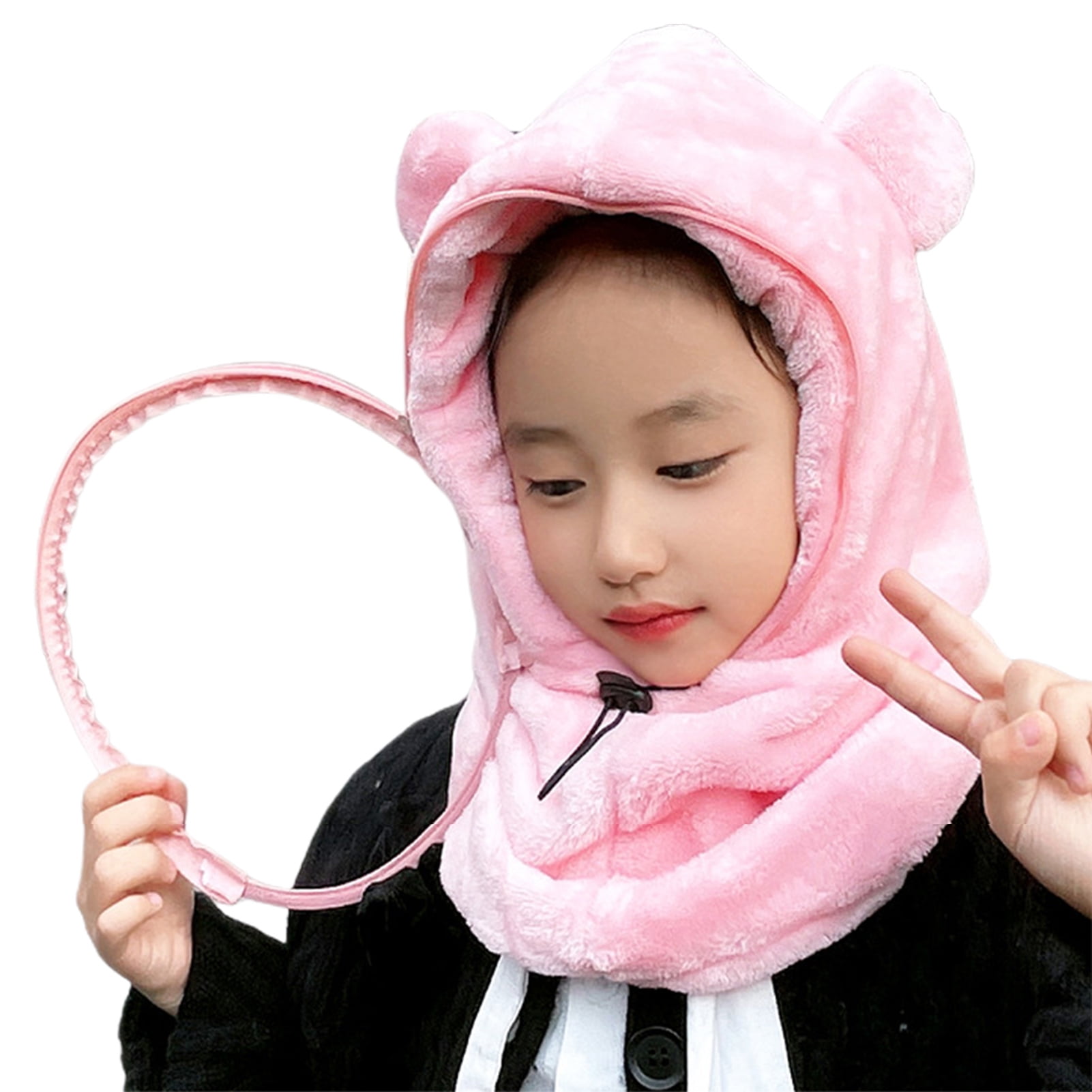 Kids Fleece Hood Ski Mask Cold Weather Face Mask Neck Warmer Winter ...