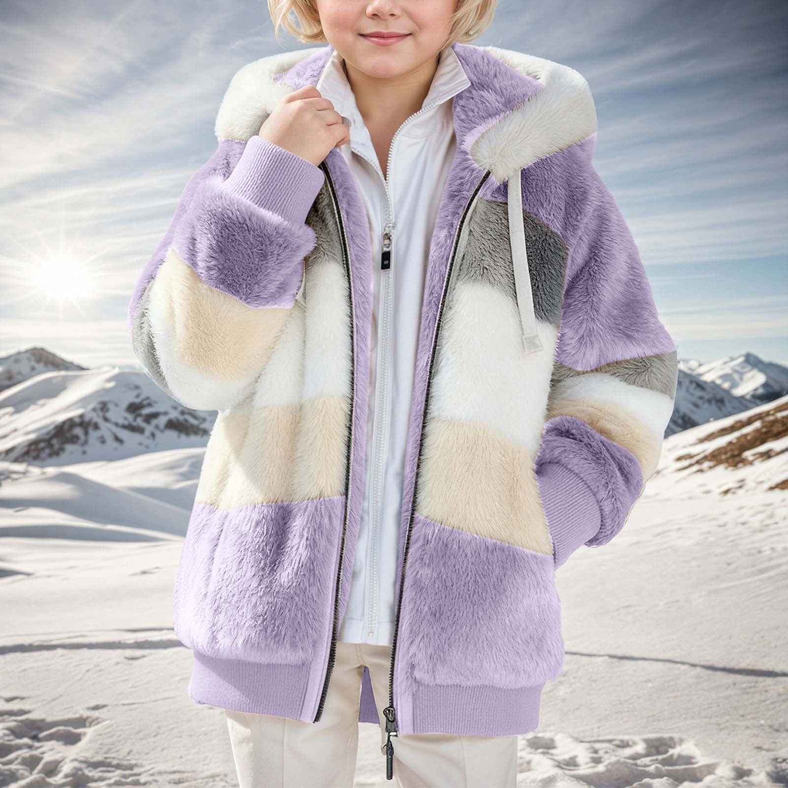 Kids Fleece Warm Jacket Long Sleeve Coat Hoodies Girls Half Zip ...