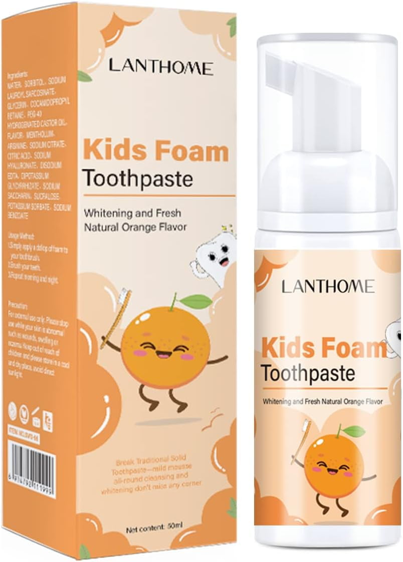 Kids Foam Toothpaste, Whitening and Fresh Natural Orange Flavor, Tooth ...