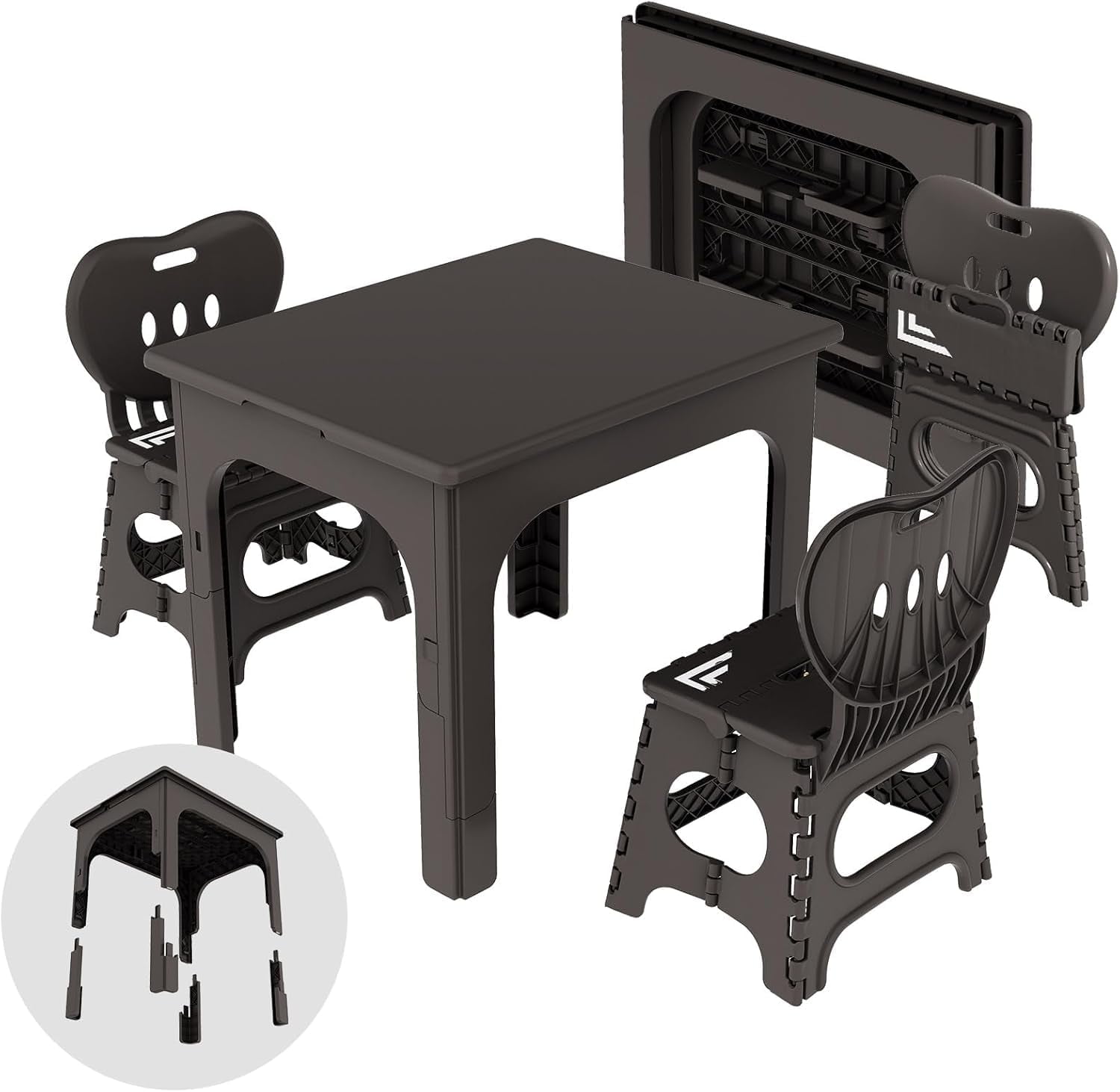 ® Kids Foldable & Height Adjustable Table Set w/2 Folding Chairs ...