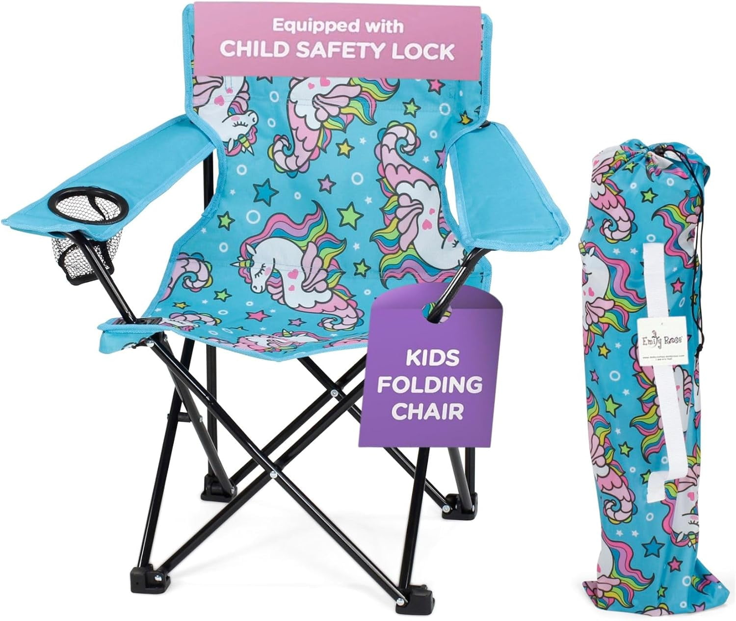 Kids Folding Chair | USA Company | Pink Kid Beach Chair with Safety ...