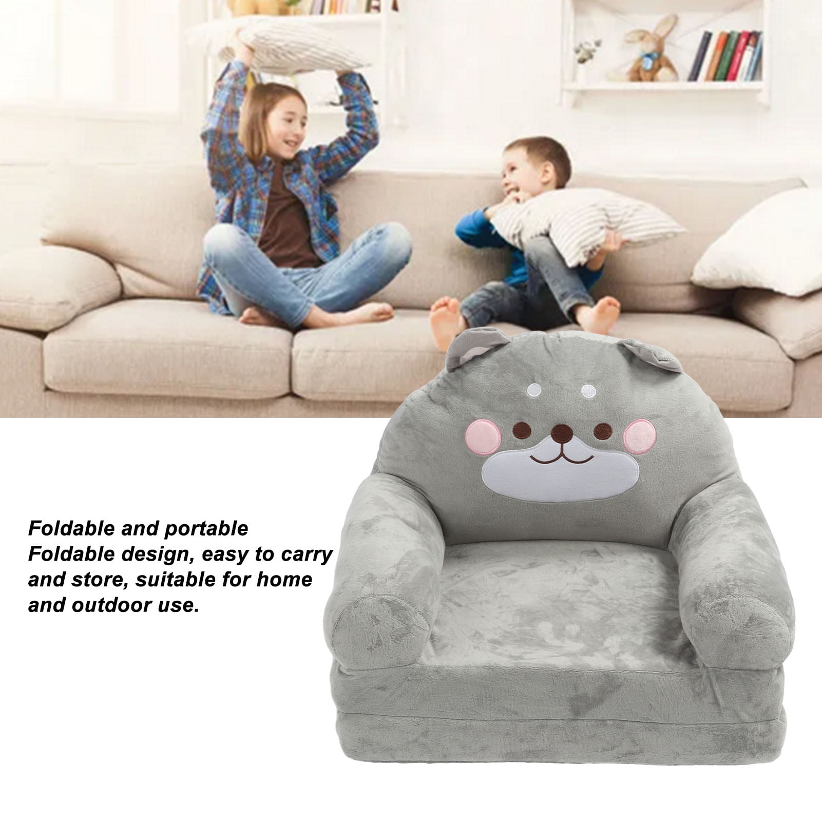 Kids' Folding Sofa, Durable Fabric Sponge, Cute Design For Playtime ...