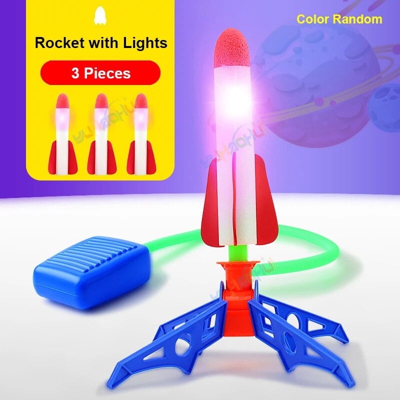 Kids Foot Pedal Air Pump Rocket Launcher Toy Kit Foam Rocket ...