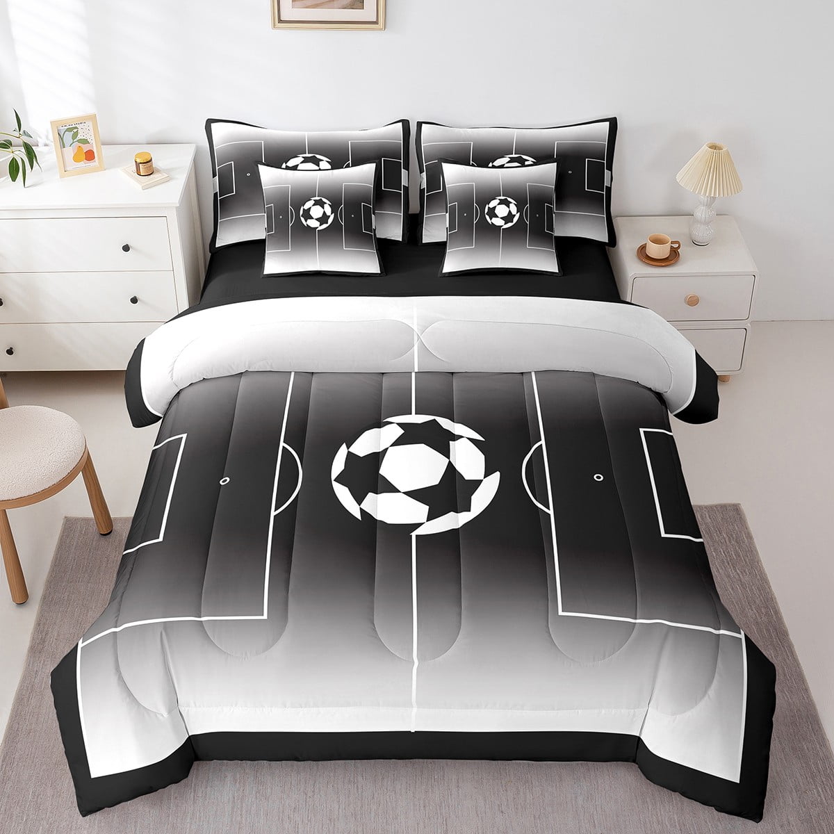 Football 7 Pieces Bedding Set Soccer Sheet Set Sports Games Comforter ...