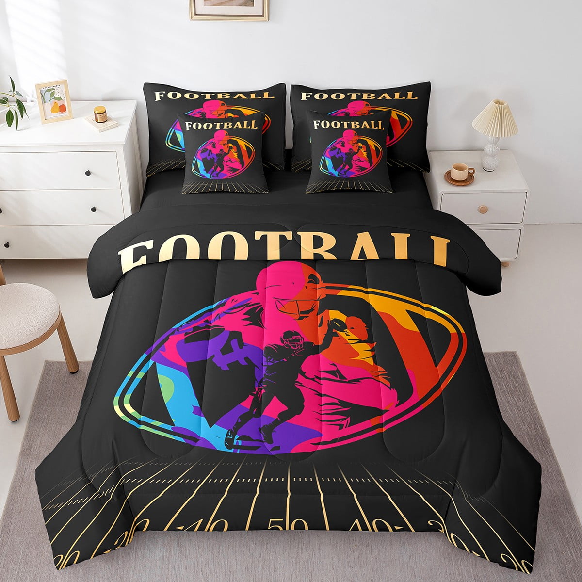 Football Bedding 7 Piece Teens American Football Bed in a Bag, 3D Print ...
