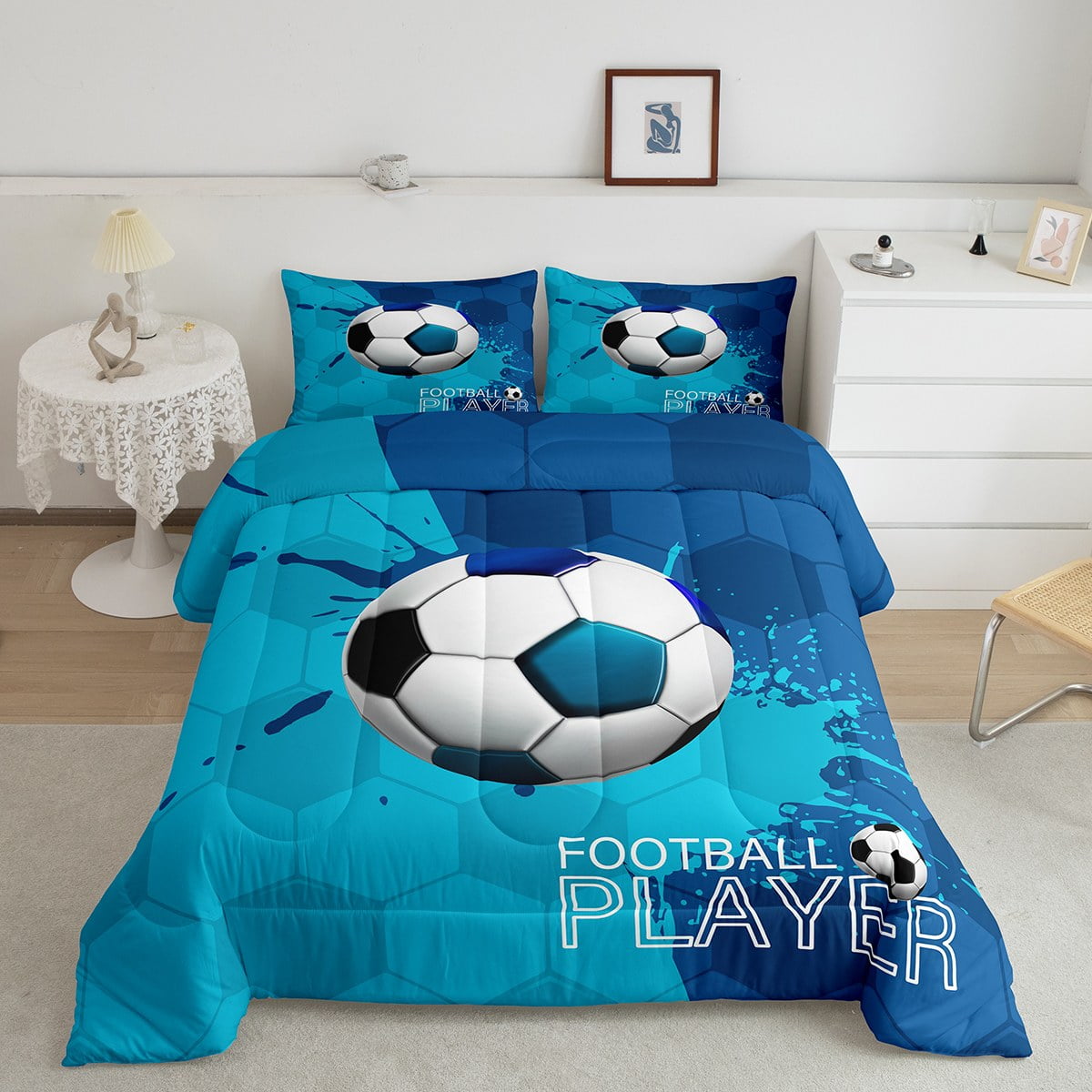 Football Bedding Soccer Print Bedding Comforter Sets Full Size,Cartoon ...