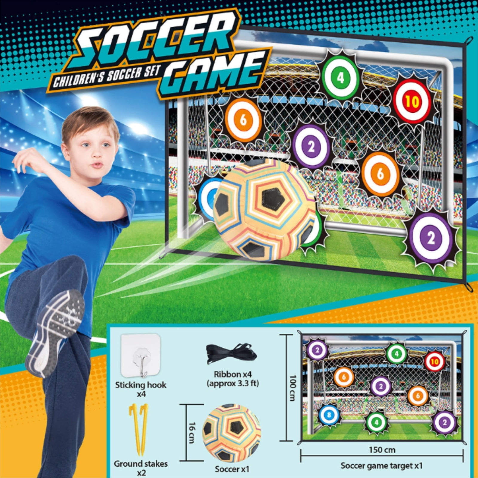 Kids Football Game Set Indoor Outdoor Sports Toy with Nine Square ...