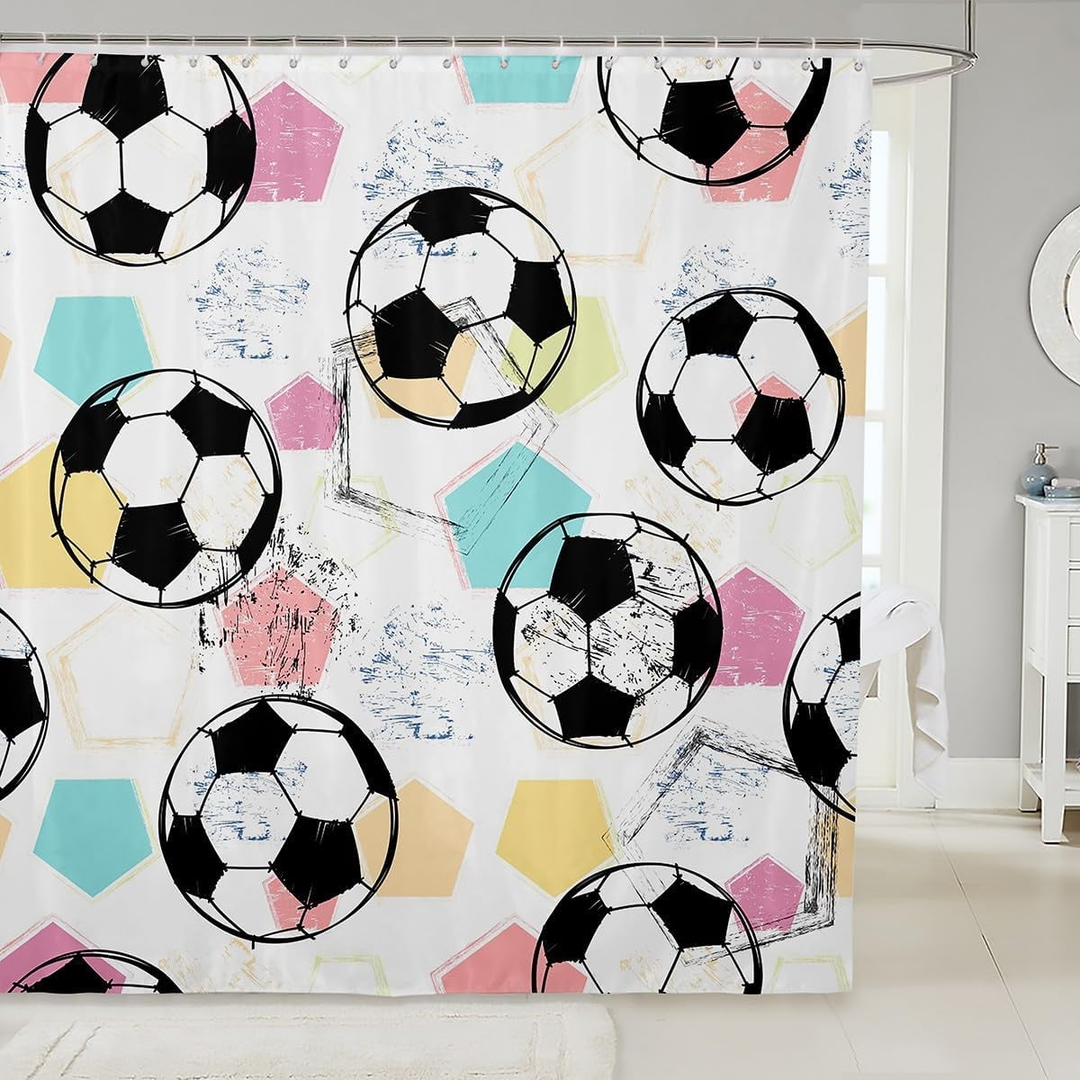 Kids Football Waterproof Shower Curtains for Girls Boys Teens Sports ...