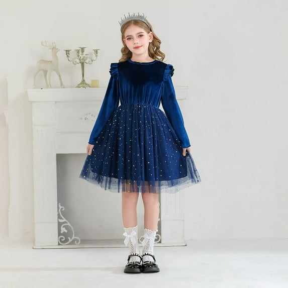 Kids Formal Dresses for Girls Flower Girl Dress Blue Girl Tulle Dress Tulle Dress for Girls ...