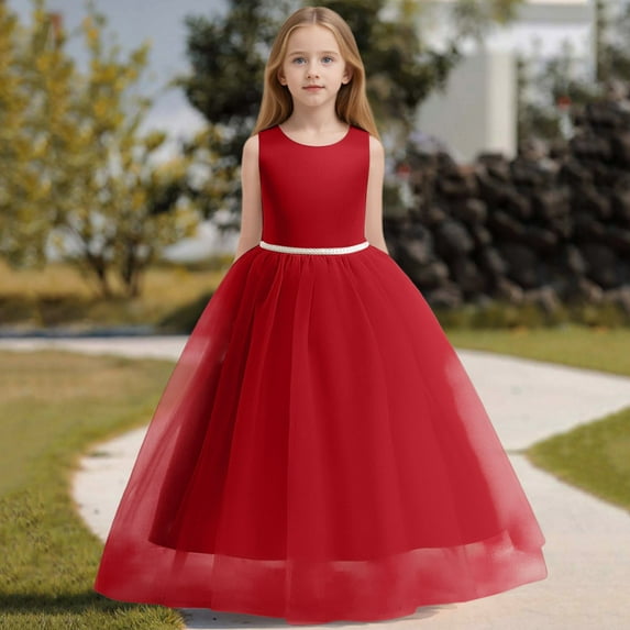Kids Formal Dresses for Girls Red Dress Girl Tulle Dress Toddler Wedding Guest Dress Up Clothes ...