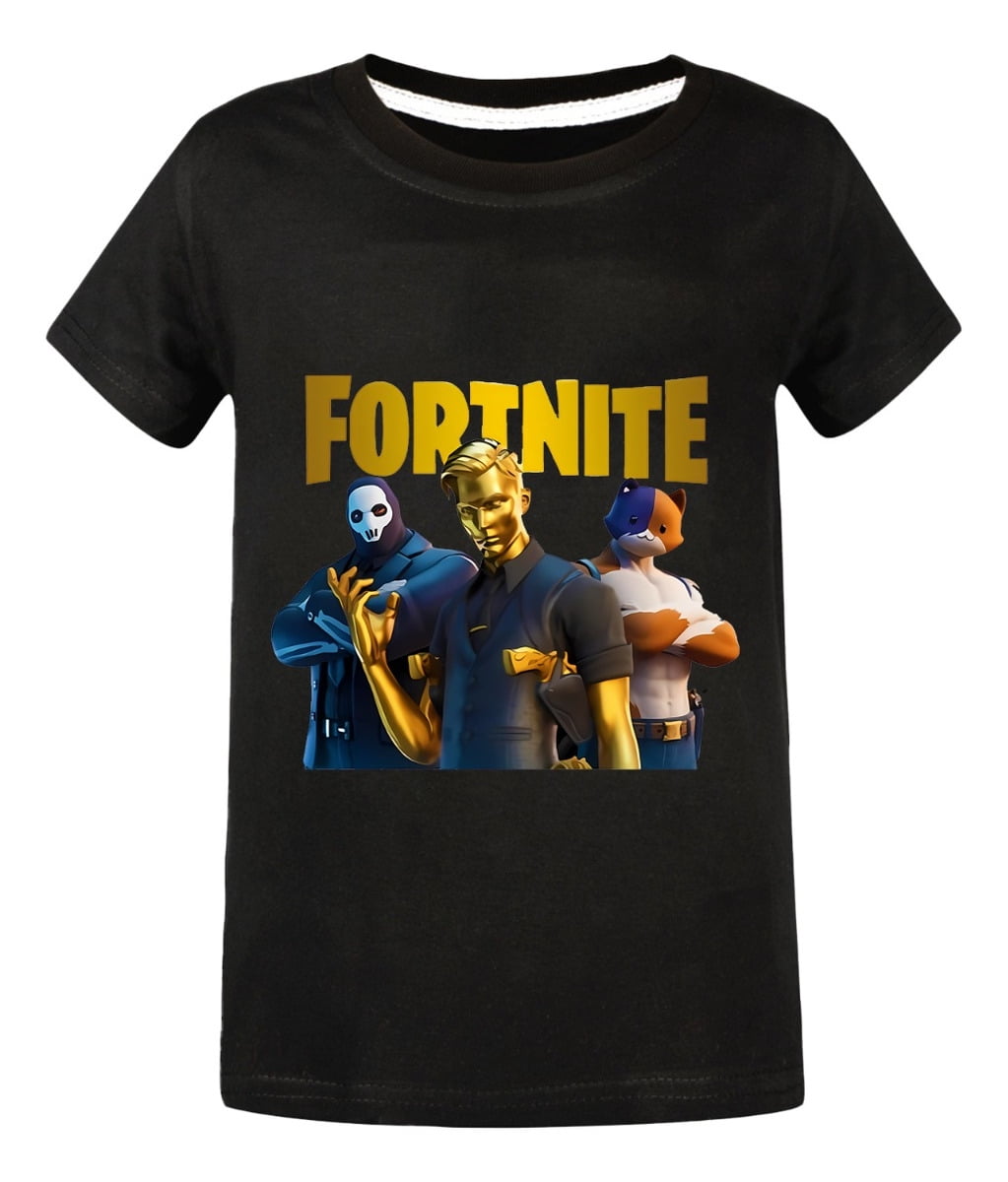 Kids Fortnite Golden Midas T-Shirt Short Sleeve Gaming Tee Boys Girls ...