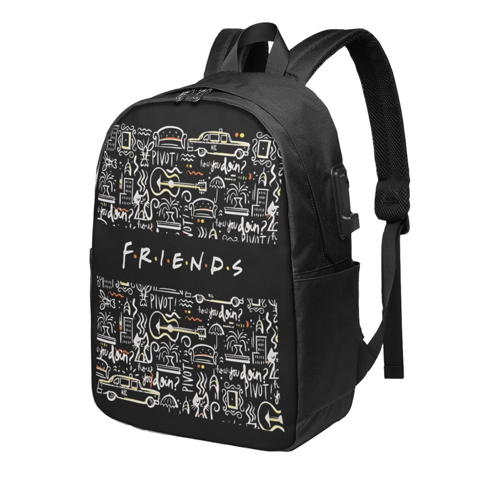 Friends Tv Show Backpack Bookbags with USB Charging Port Bag Daily ...