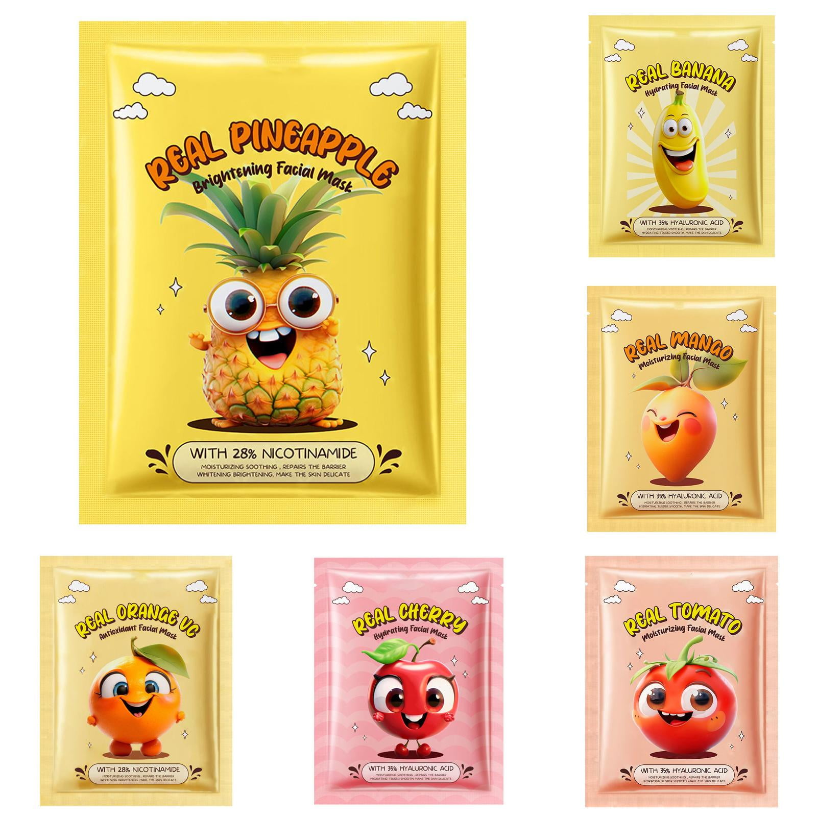 Kids Fruit Facial Sheet Masks Variety Pack, 19 Plant-Based Spa Skin ...