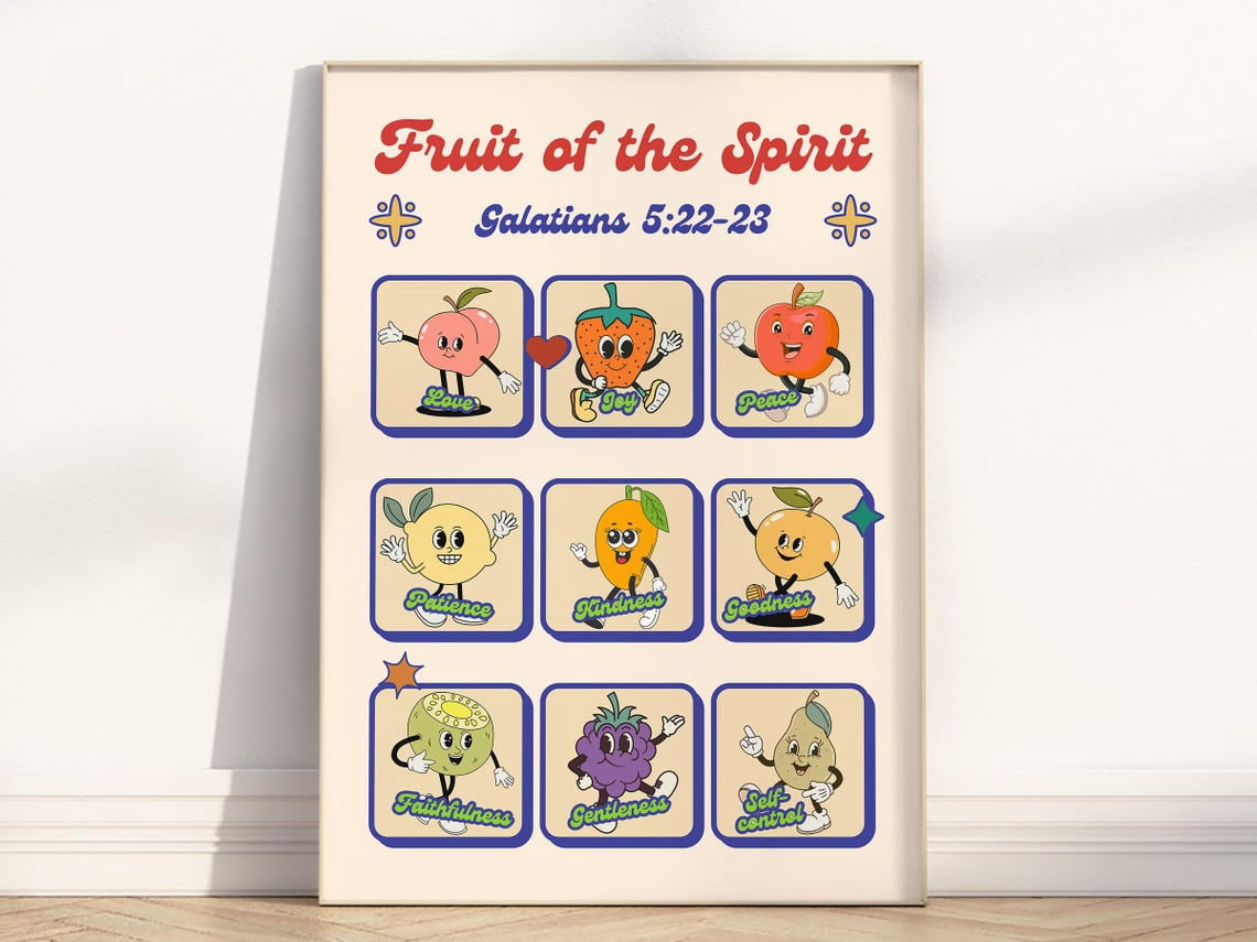 Kids Fruit Of The Spirit Bible Verse Wall Art, Galatians 5:22-23 ...