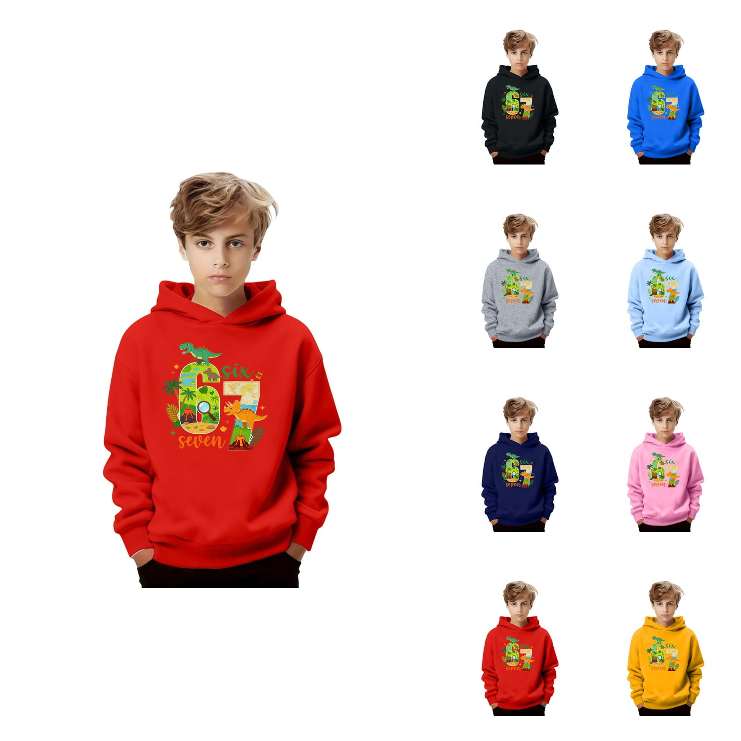 Kids Full 67 Hoodie & Sweatpants Set, Oversized Long Sleeve Hoodie with ...