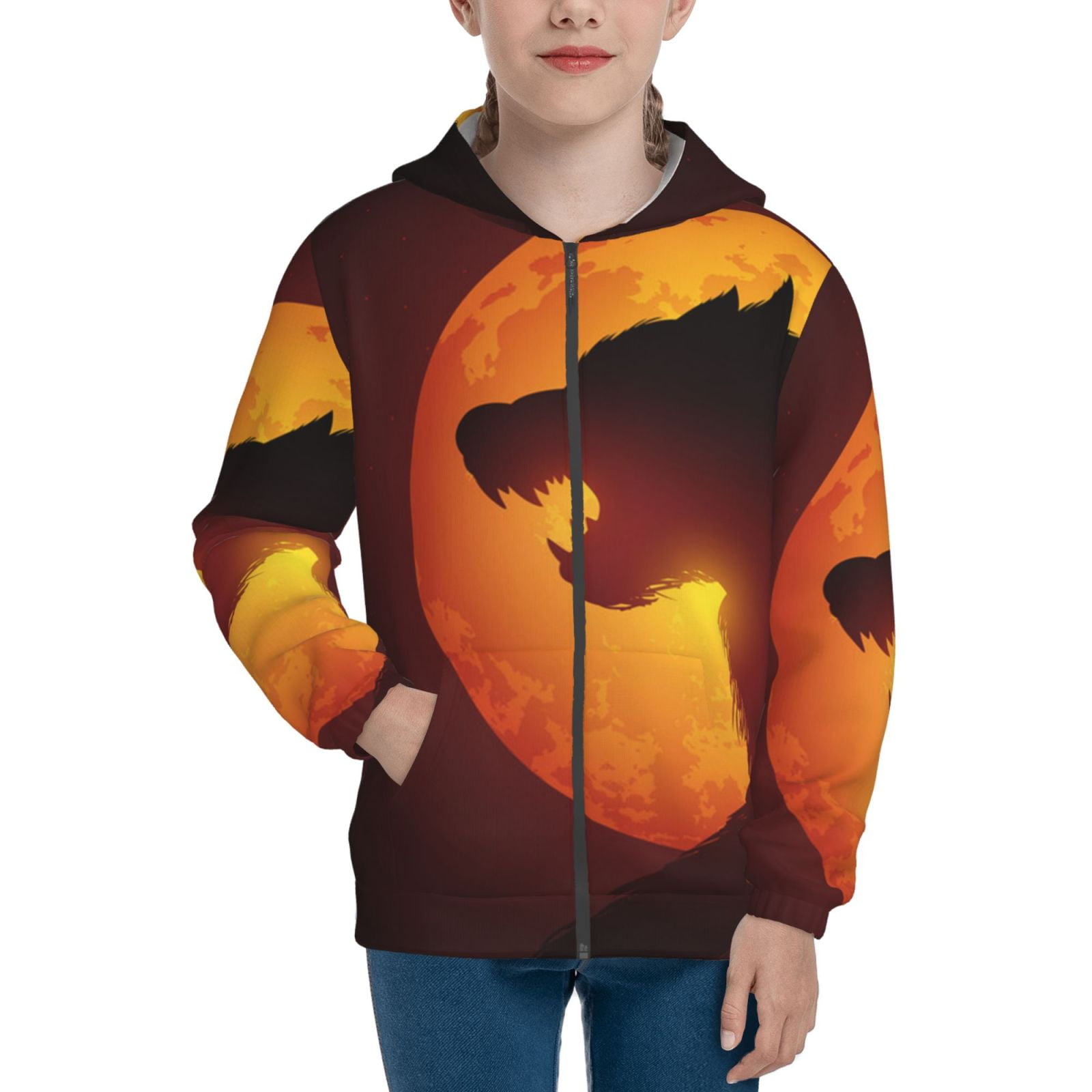Kids Full Zip Pullover Hoodies Boys Girls Sweatshirts Jacket, Werewolf ...