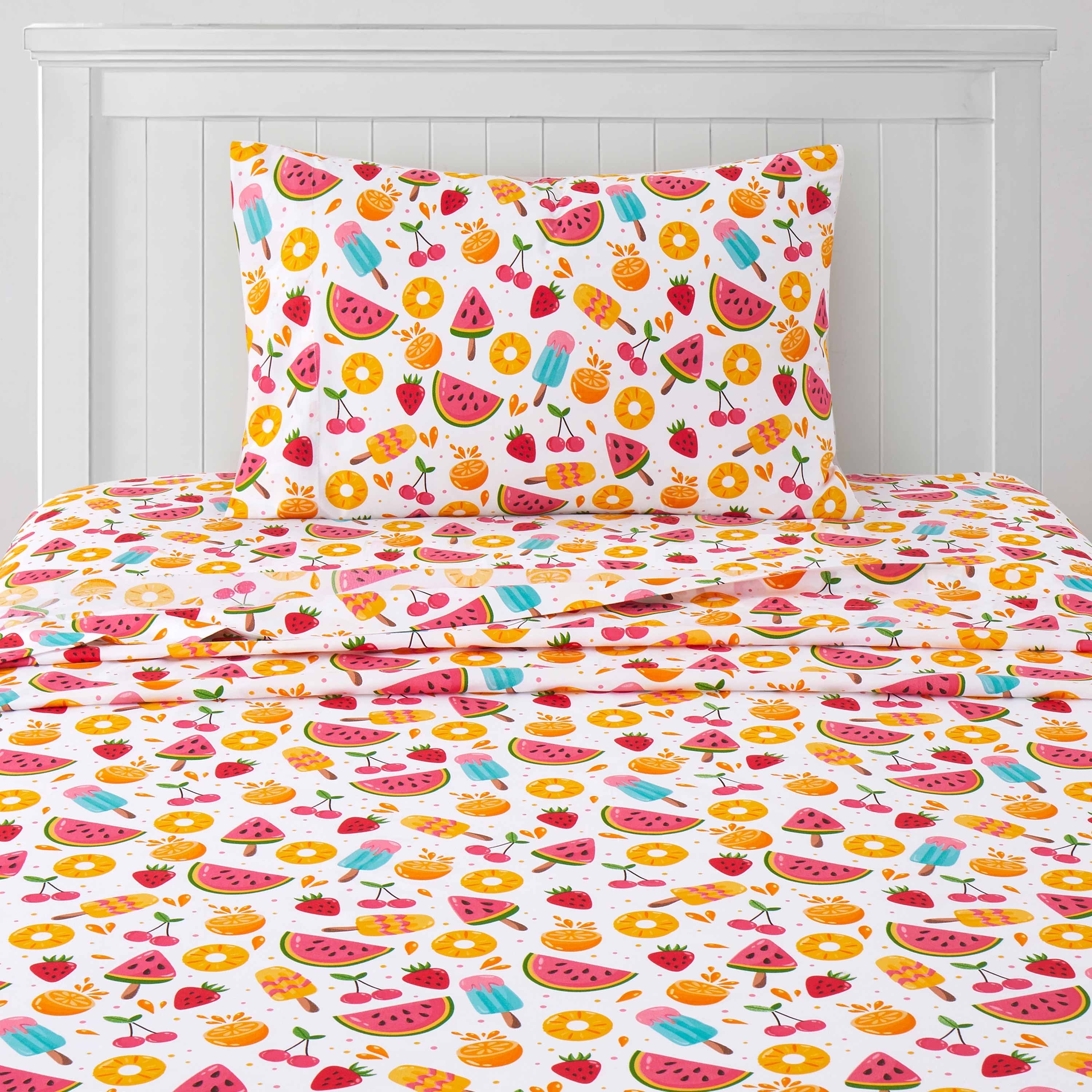 Fruity Fun Children's Twin XL & Full Bed Sheets - Multi Color Kids ...