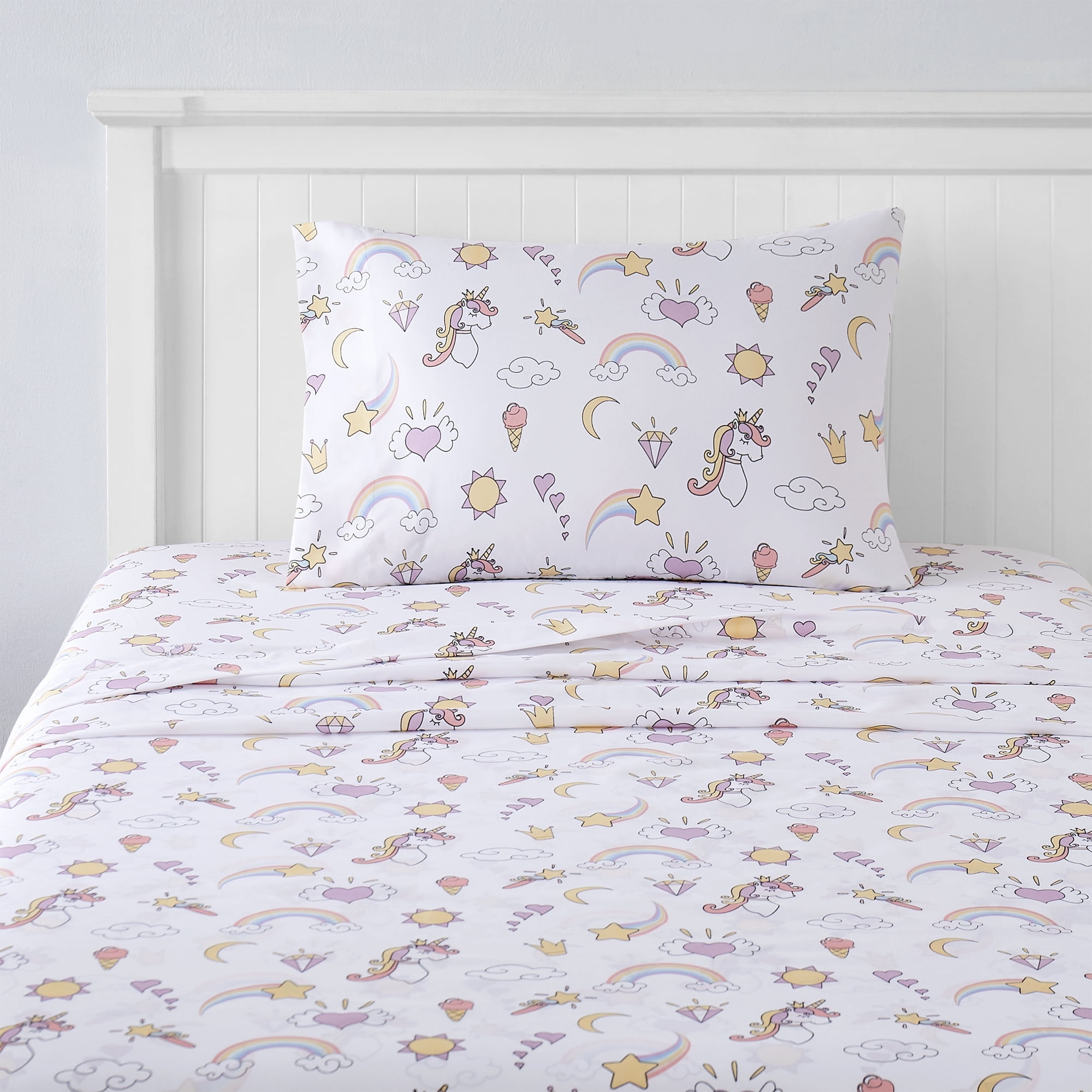 Kids Fun & Bright Printed Microfiber Sheet Sets, Ultra Soft Fitted ...