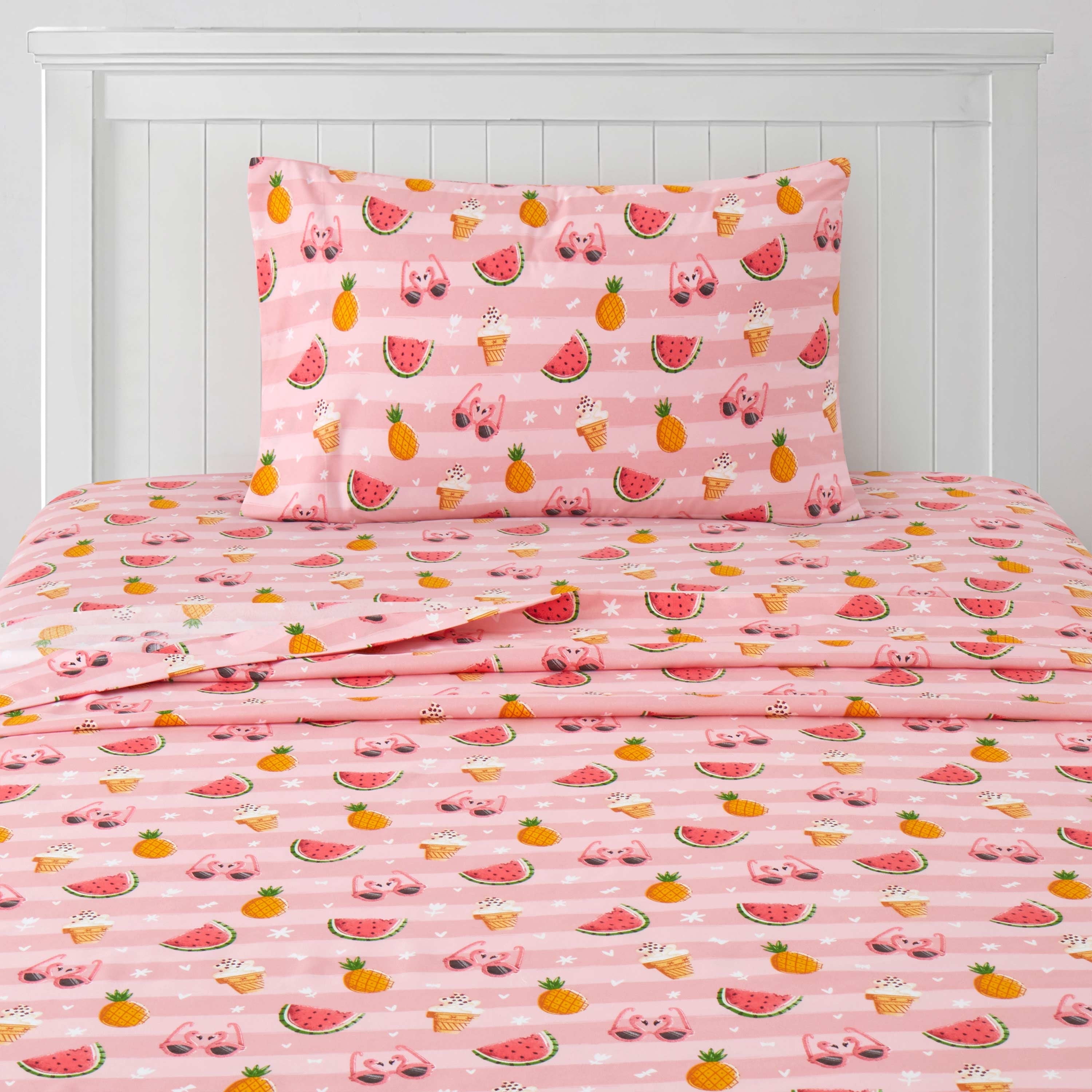Sweet Summer Fun Pink Kids Sheet Set Twin XL - Walmart.com