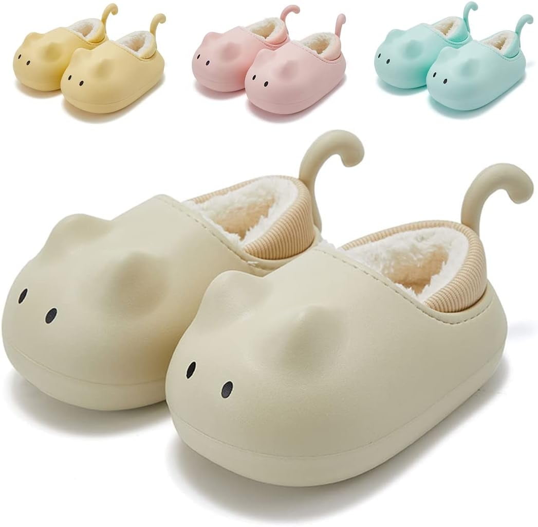 Kids Fun Cat Home Slippers Girls Boys Waterproof Plush Garden Clogs ...