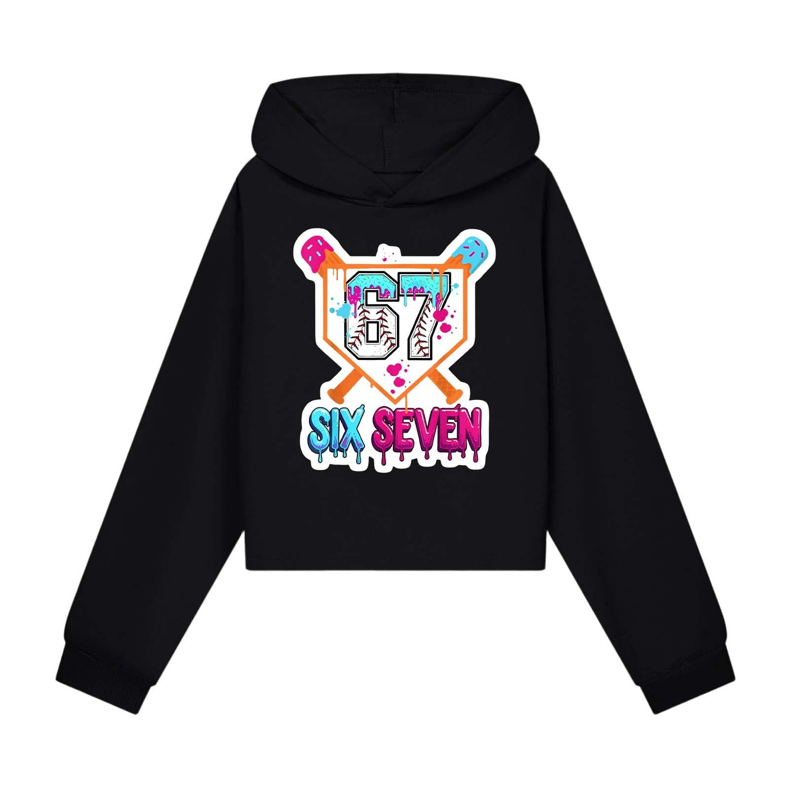 Kids Funny 67 Hoodies Sweatshirt Solid Color Basic Thin Long Sleeve ...