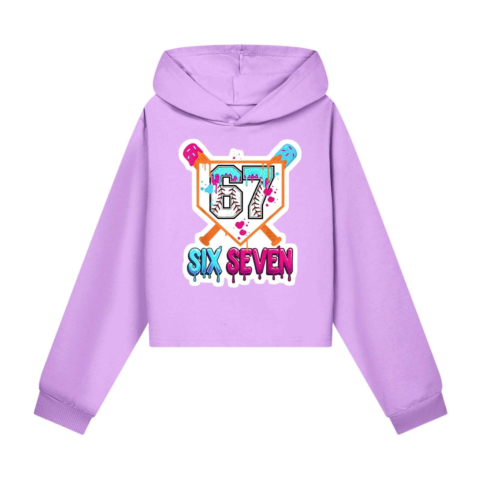 Kids Funny 67 Hoodies Sweatshirt Solid Color Basic Thin Long Sleeve ...