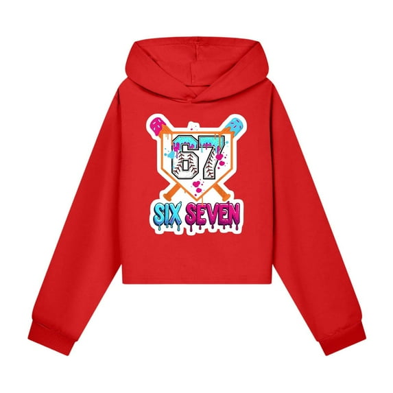 Kids Funny 67 Hoodies Sweatshirt Solid Color Basic Thin Long Sleeve ...
