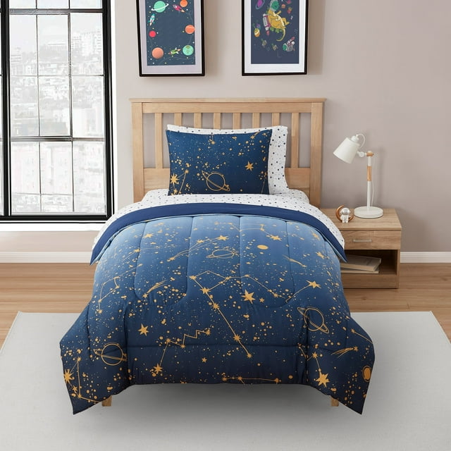 Kids Galaxy Bed in a Bag 5 Piece Comforter, Sham & Sheet Set Twin ...