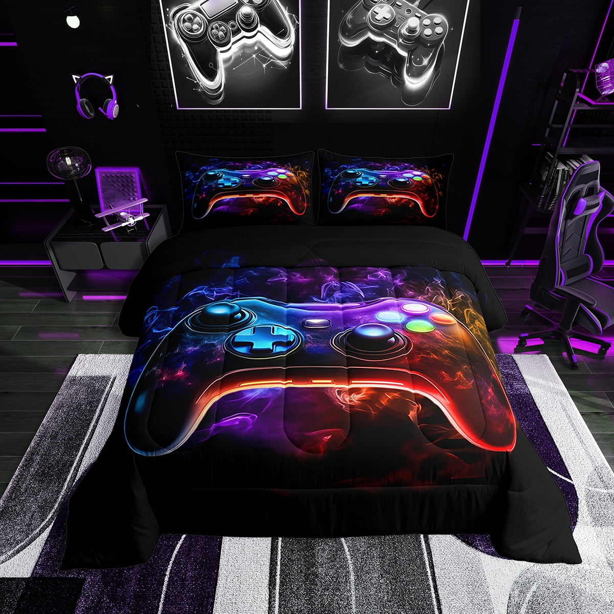 Game Comforter Sets Queen Size,Comforters Duvets,Ultra Soft 3 Pieces ...