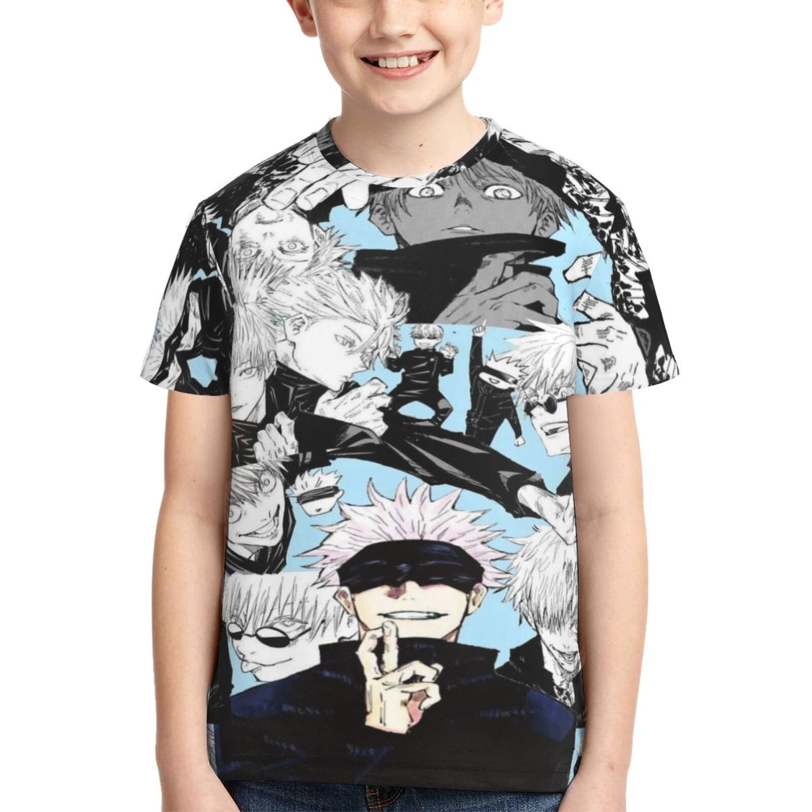 Kids Anime Jujutsu Kaisen Gojo T-Shirts Youth 3D Print Short Sleeve Kid ...