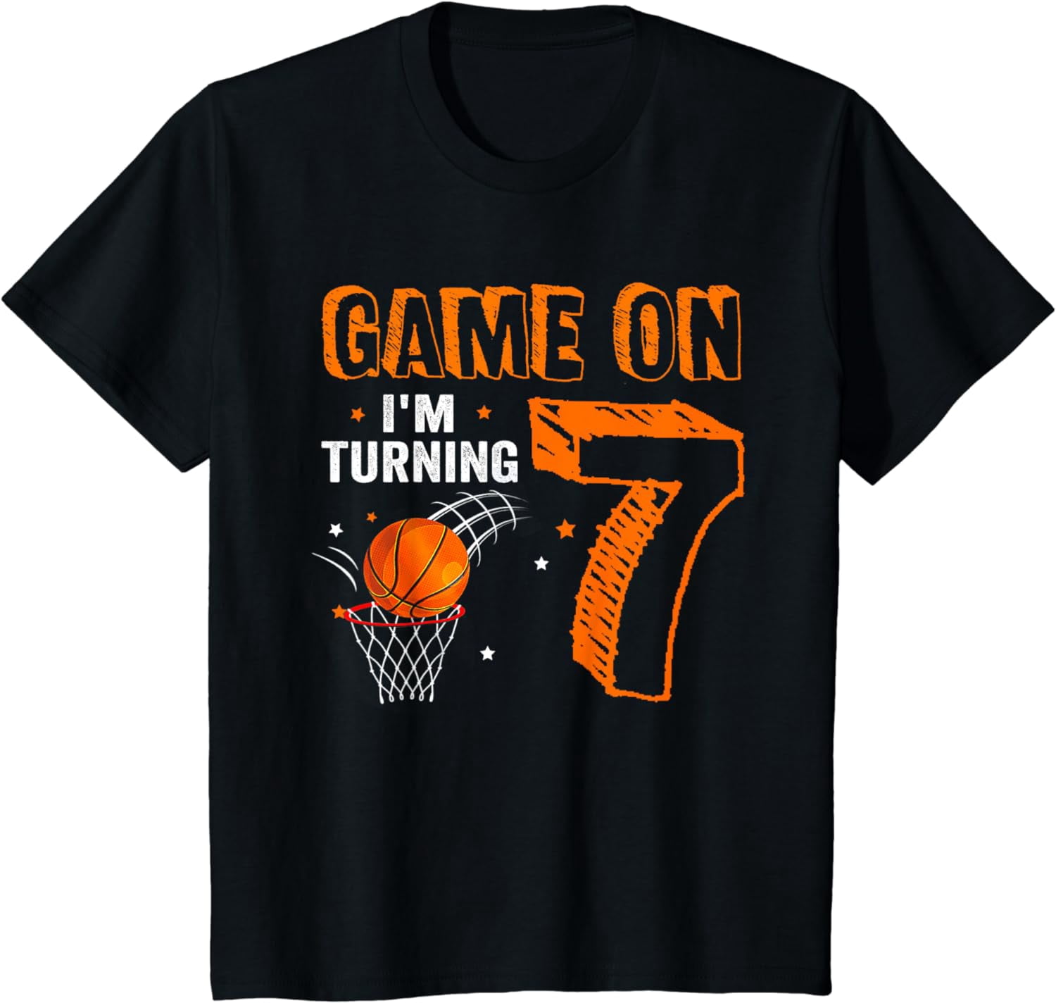 Kids Game On I'm Turning 7 Basketball 7th Birthday Shirt Boy T-Shirt ...
