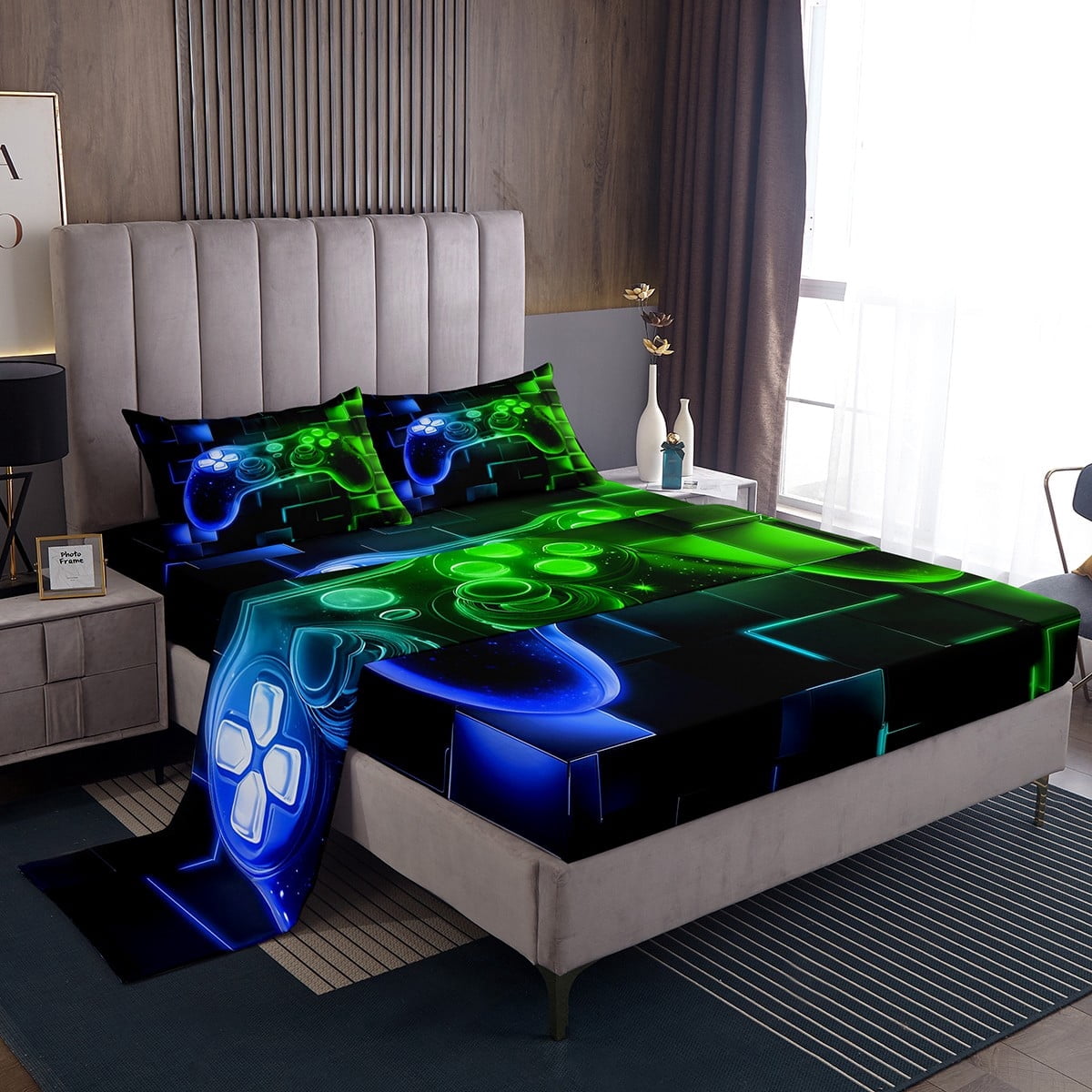 Erosebridal Kids Gamer Bed Sheets Set Queen,Gaming Sheet Set,Video ...