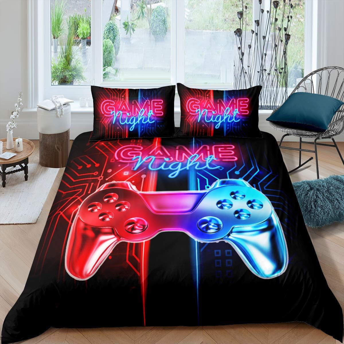 Kids Gaming Bedding Duvet Cover Set Boys Gamepad Video Game Bedding Set ...