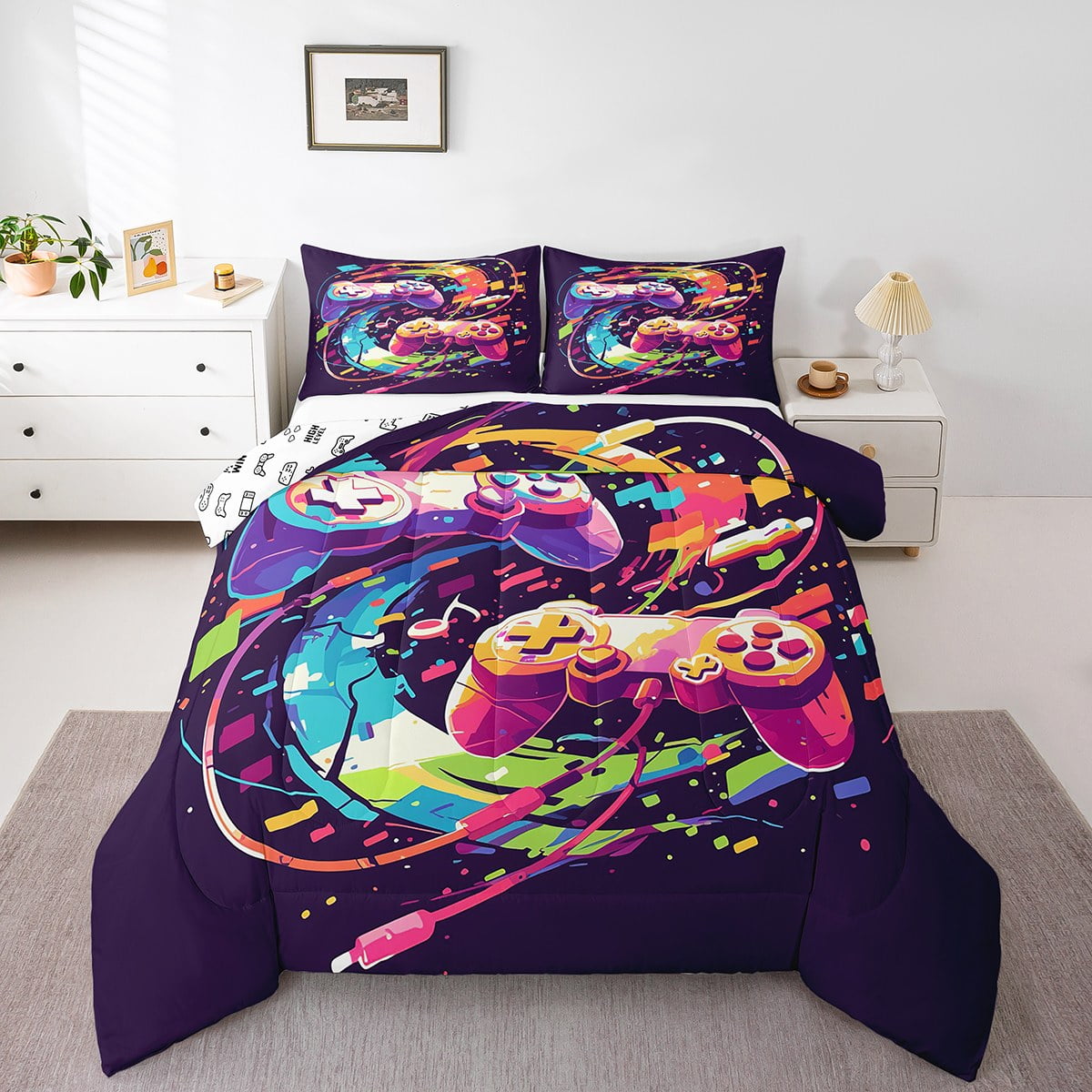 Kids Gaming King Bedding Sets for Boys Girls,Colorful Video Game ...