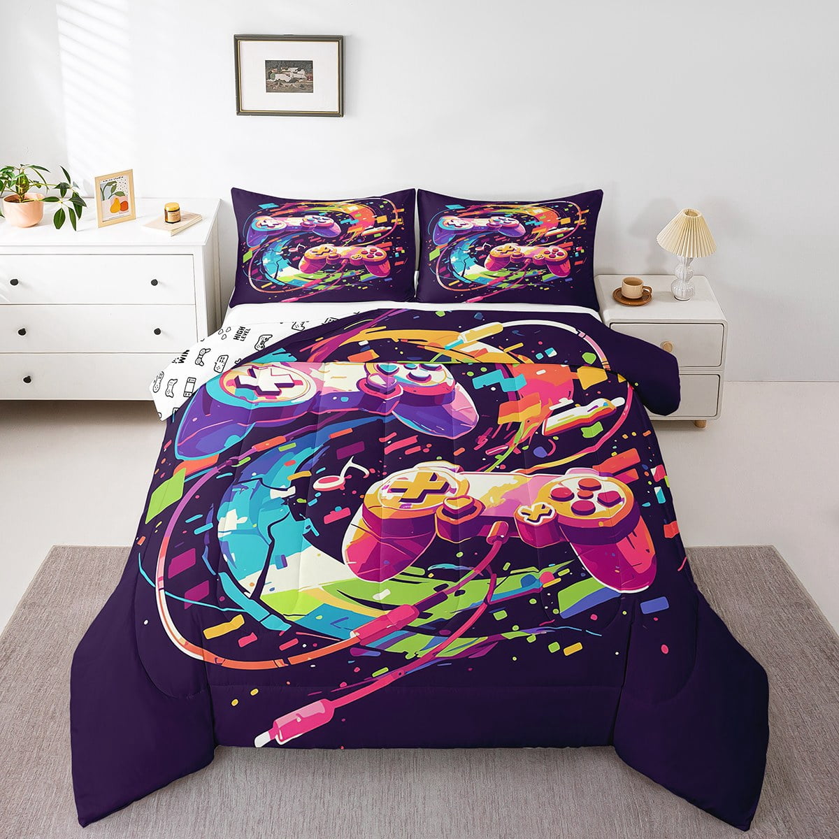 Gaming Twin Bedding Sets,Colorful Video Game Console Comforter Set ...