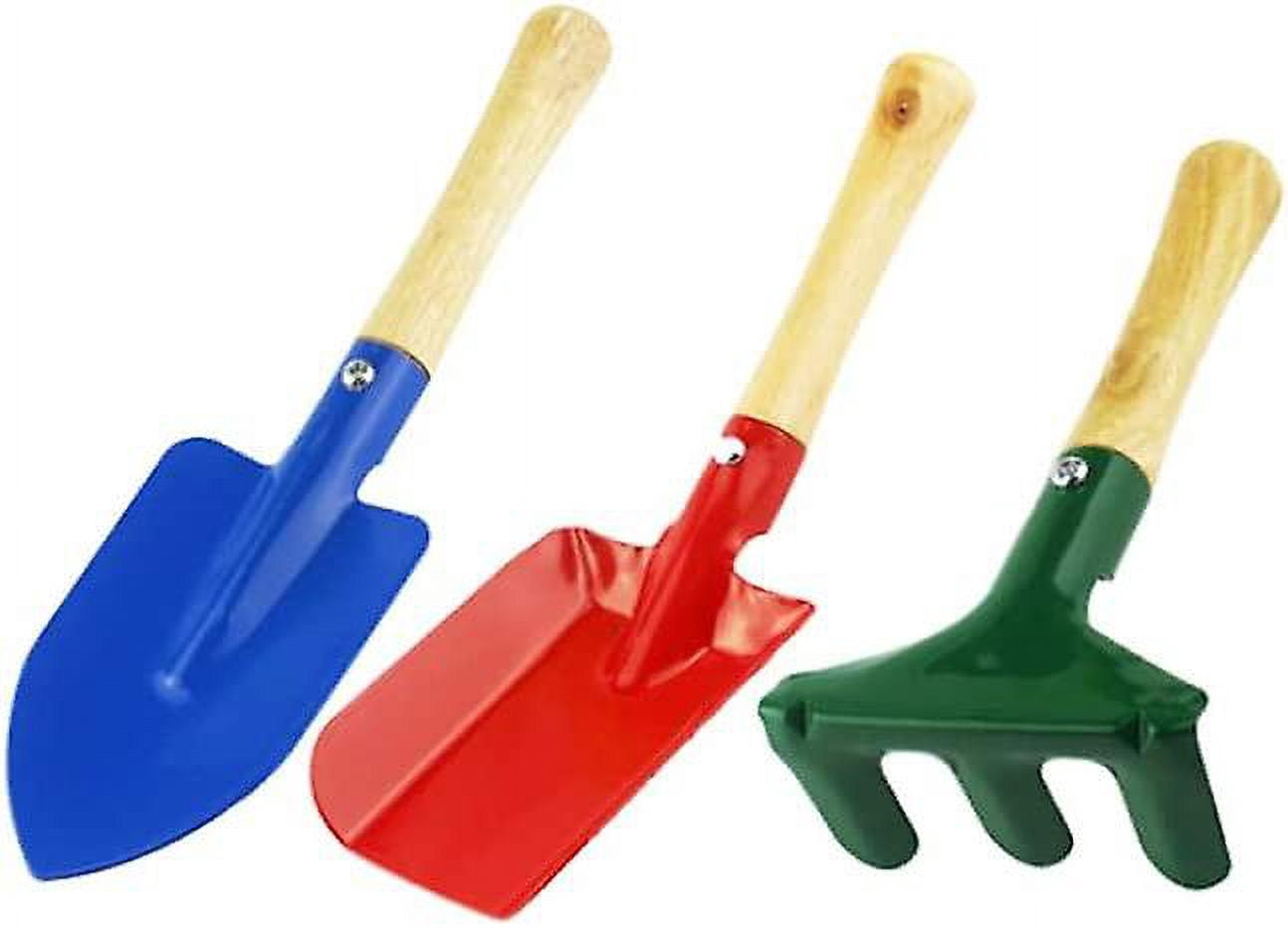 Kids Garden Tools, 3pcs Kids Gardening Set Mini Metal Rake Trowel Set ...